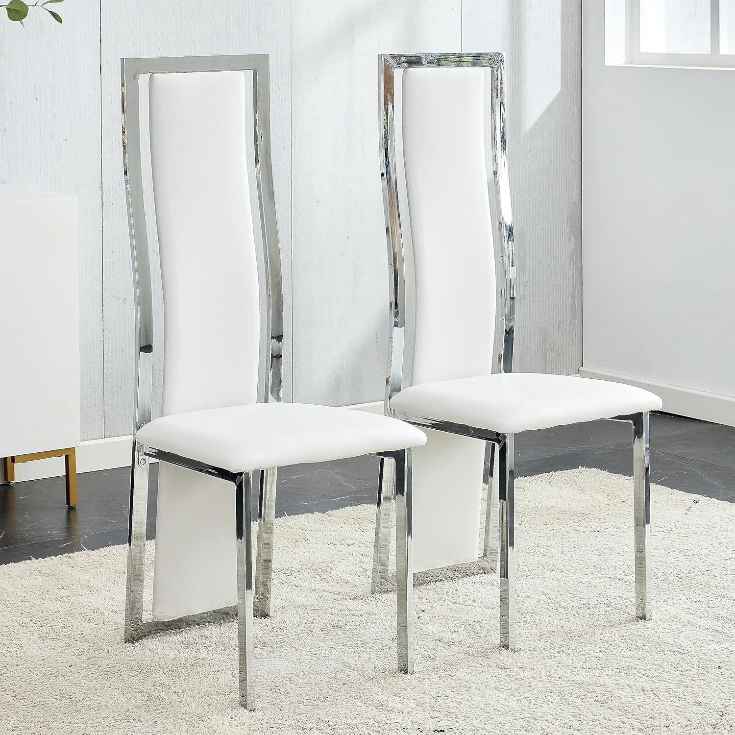 Modern Dining Chairs Accent Side Dining Room Chairs in White Velvet ...