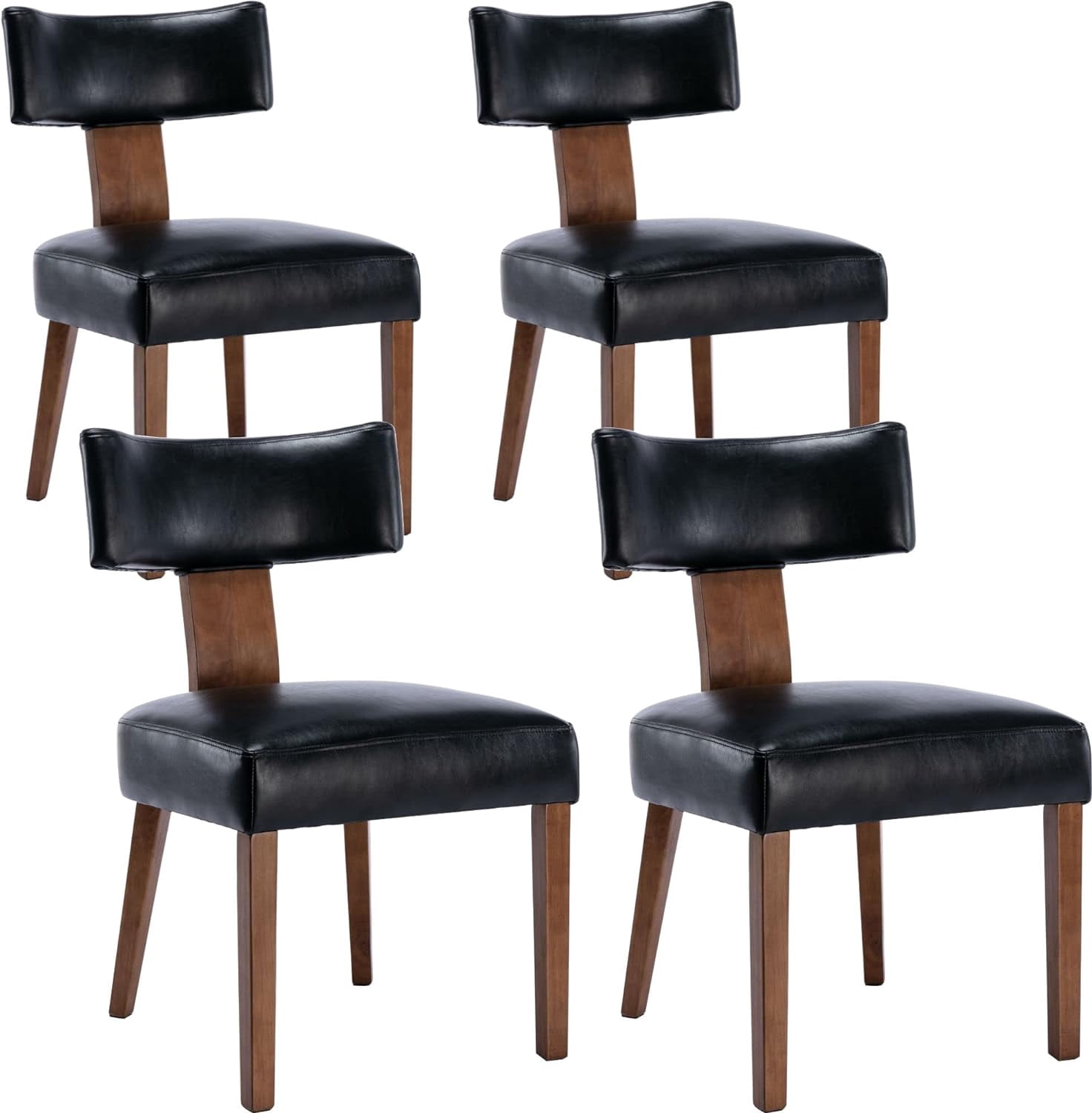 Modern Dining Chairs Set of 2 Comfy Upholstered Side Chairs with Black ...