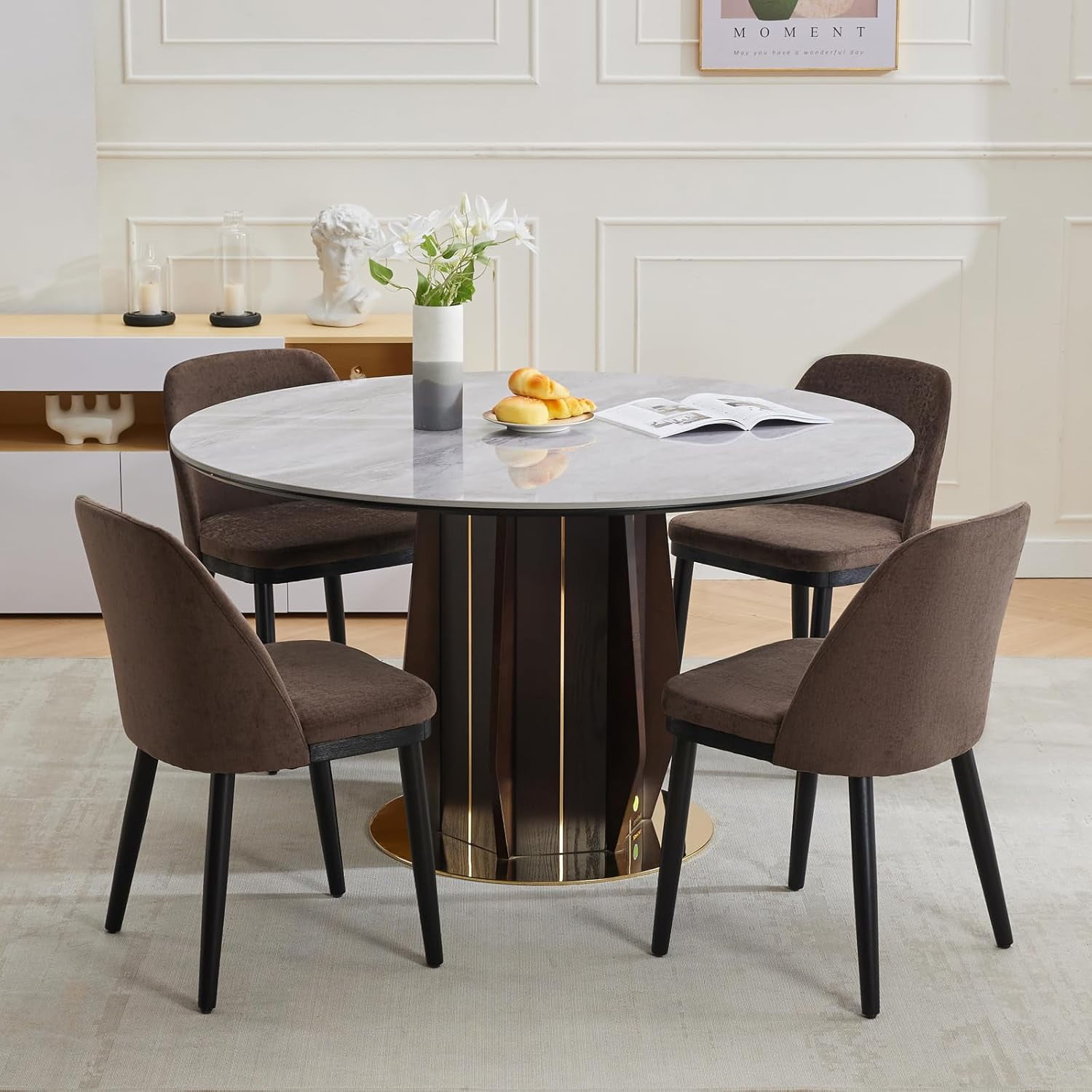 Modern Dining Chairs Set of 4/6, Upholstered Kitchen Chairs with Thick ...