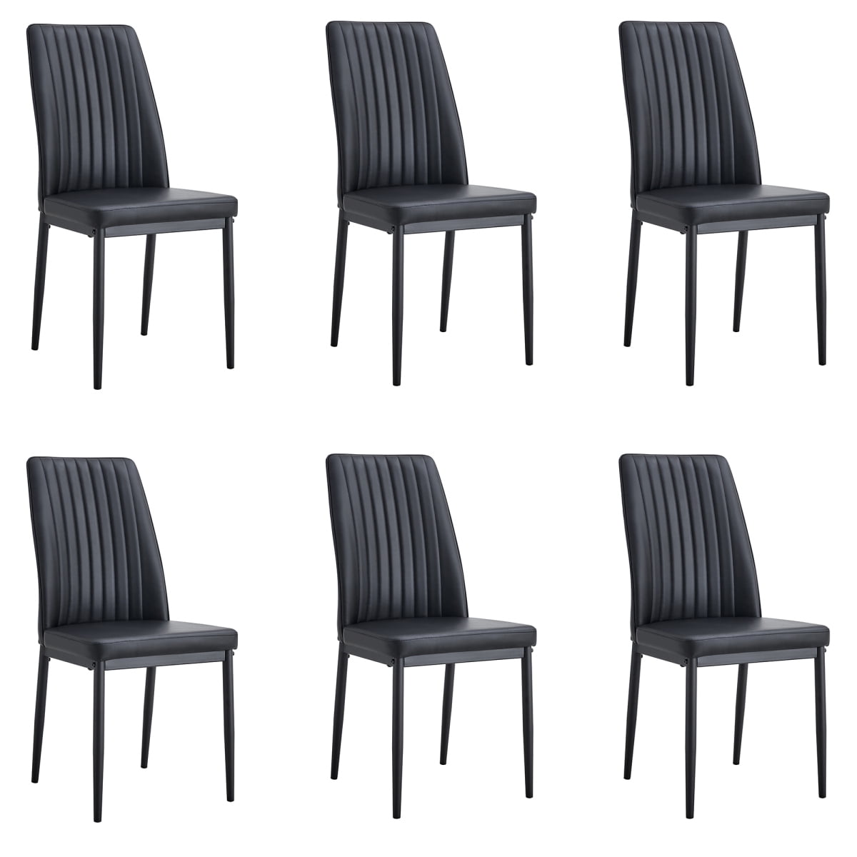 Modern Dining Chairs Set of 6, Faux Leather Upholstered Seats with ...