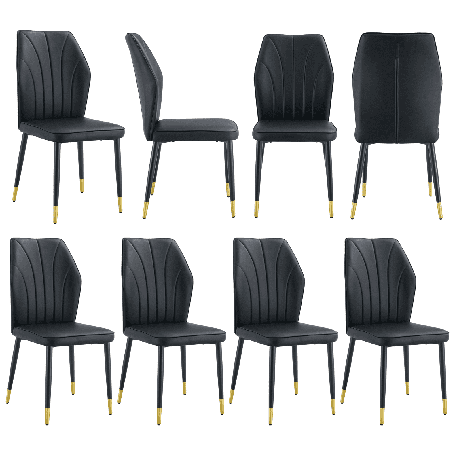 Modern Dining Chairs Set of 8, Armless PU Leather Backrest Dining ...