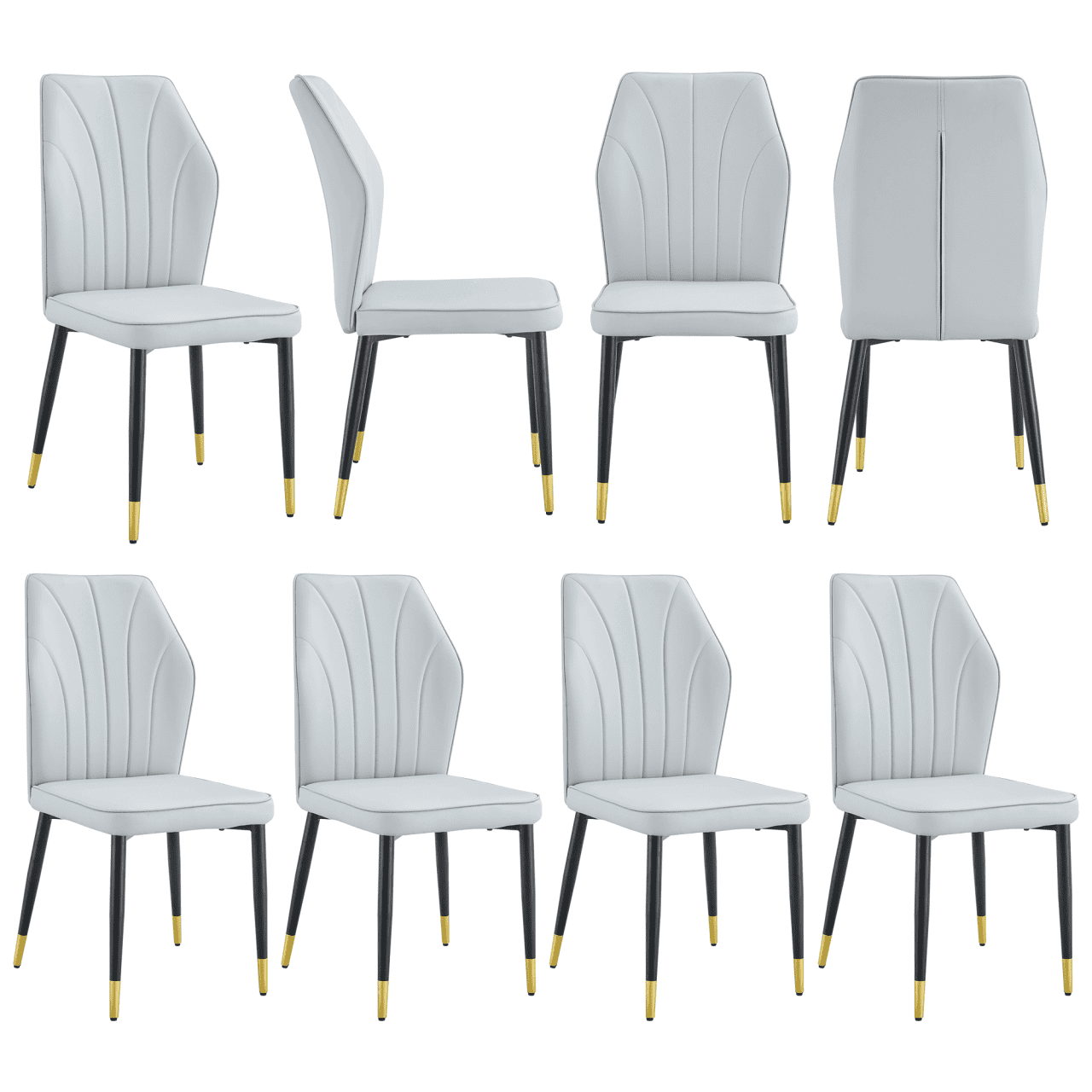 Modern Dining Chairs Set of 8, PU Leather Upholstered Armless Dining ...