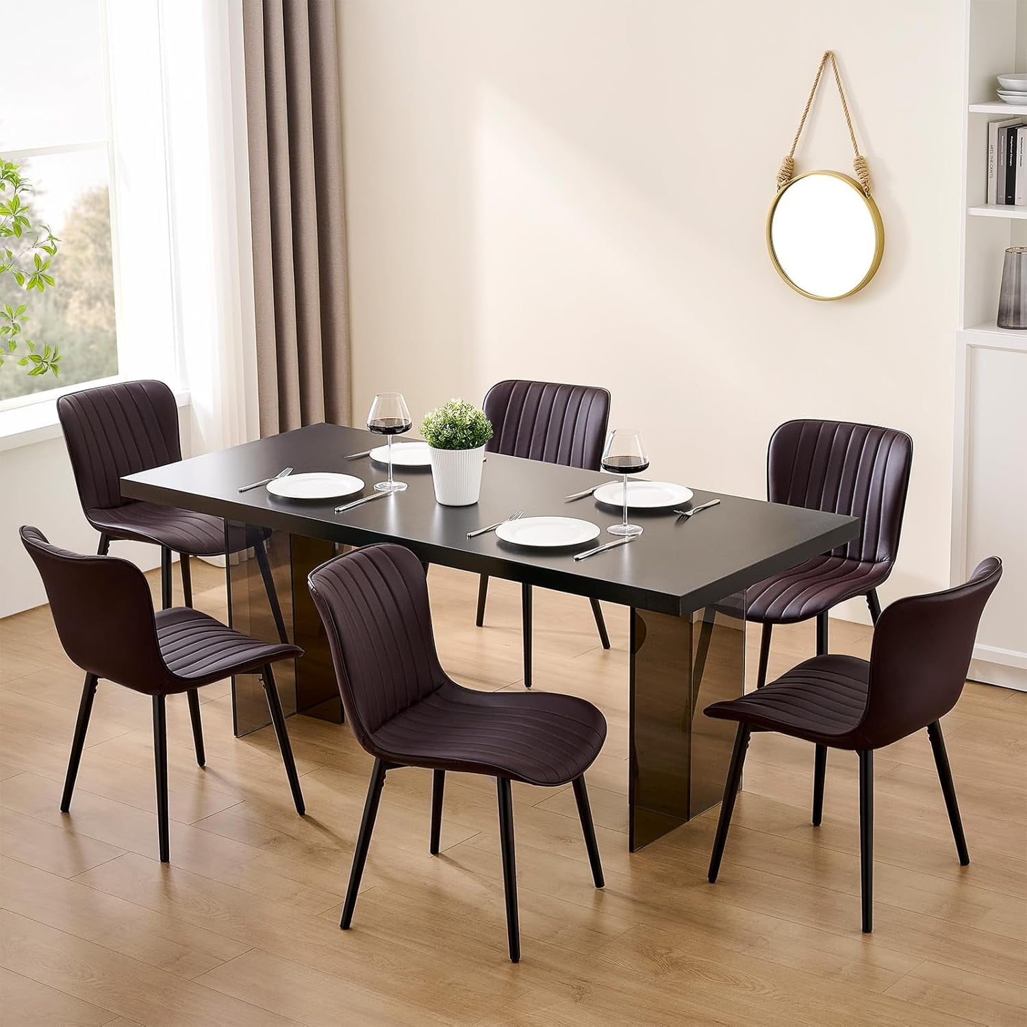 Modern Dining Chairs Set, Heavy Duty Upholstered Side Chairs with Faux ...