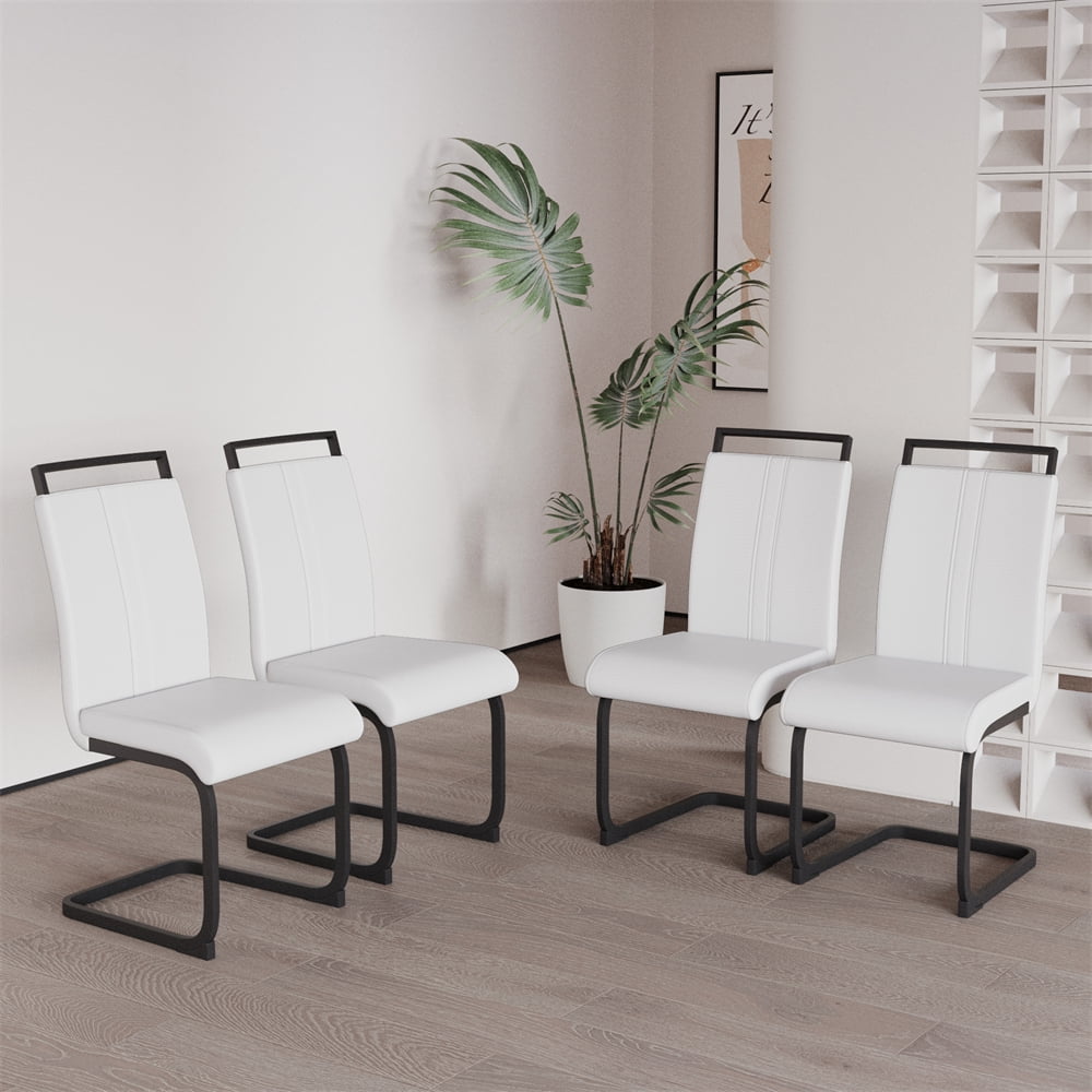 Modern Dining Chairs Set, PU Faux Leather Upholstered Side Chairs with ...
