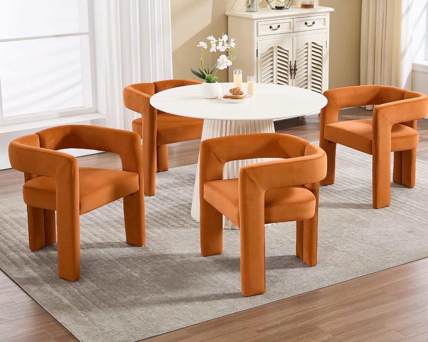 Modern Dining Chairs Set of 4 with Open Back, Velvet Accent Kitchen ...
