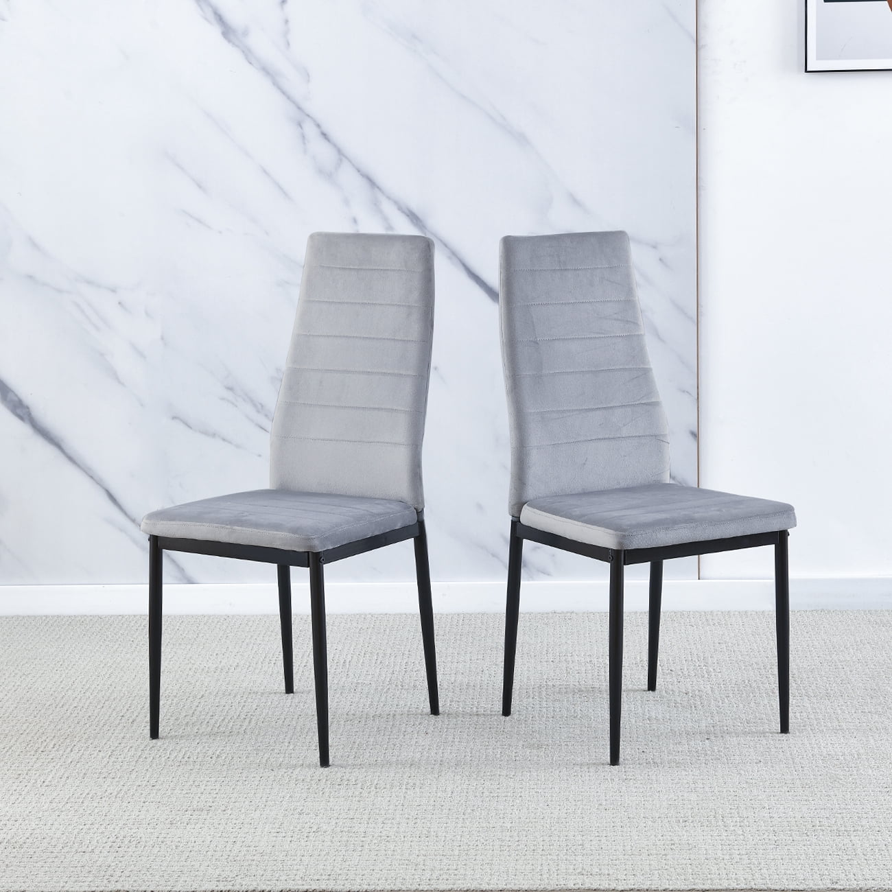 Modern Dining Room Chair Only Set of 2 Small Kitchen Chairs Gray Velvet ...