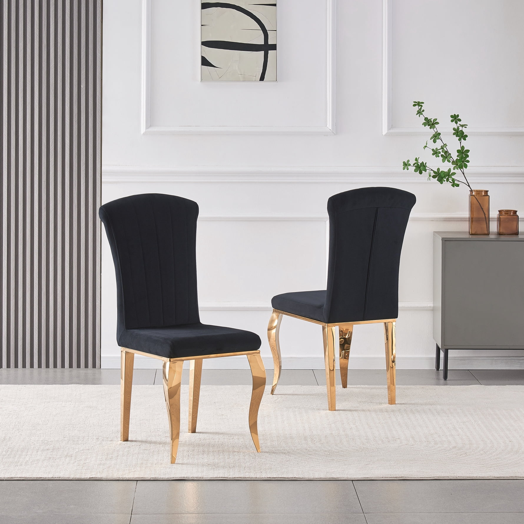 Modern Dining Room Chairs Set of 2, High Back Upholstered Kitchen ...