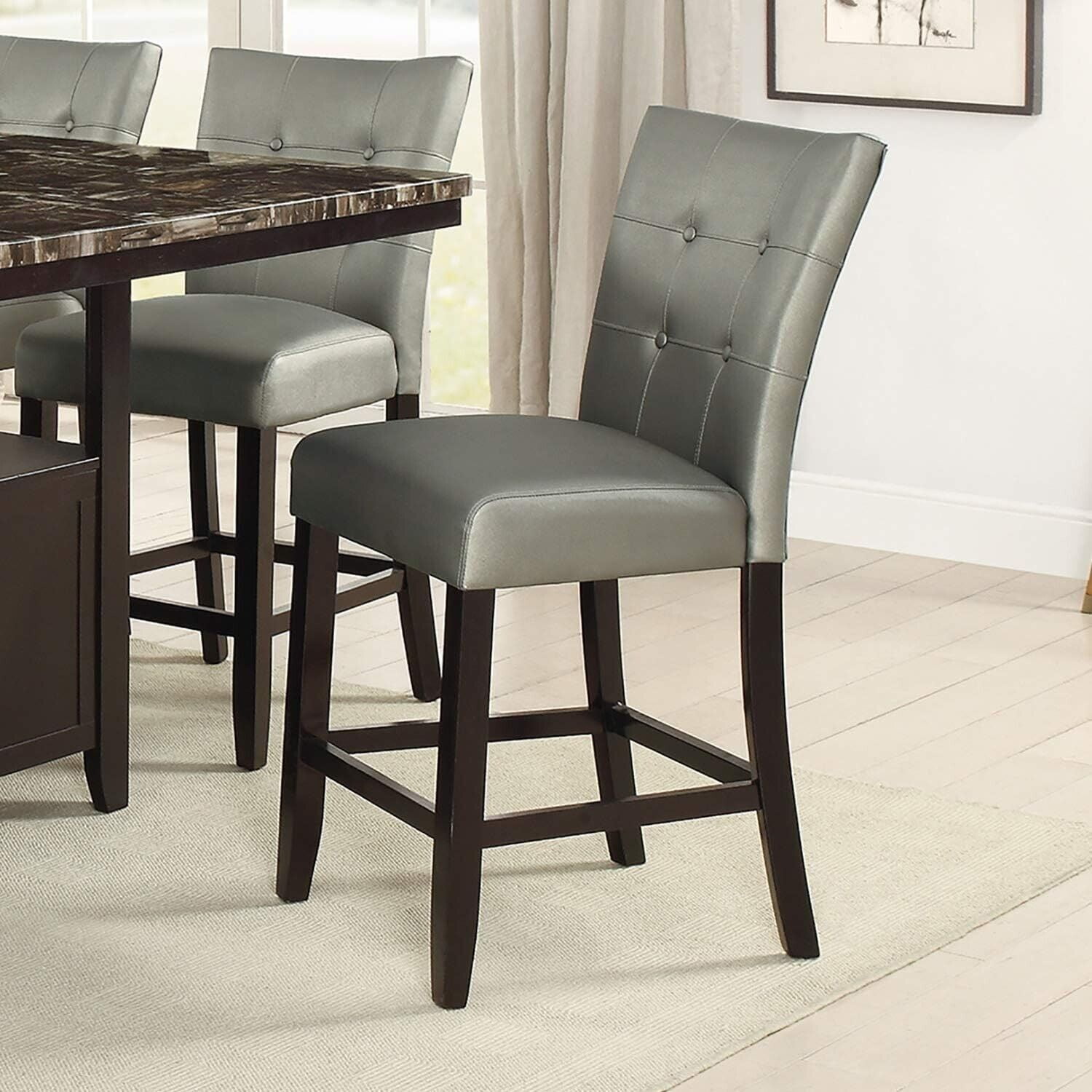 Modern Dining Room Chairs Set of 4pc Counter Height Chairs Silver Faux ...