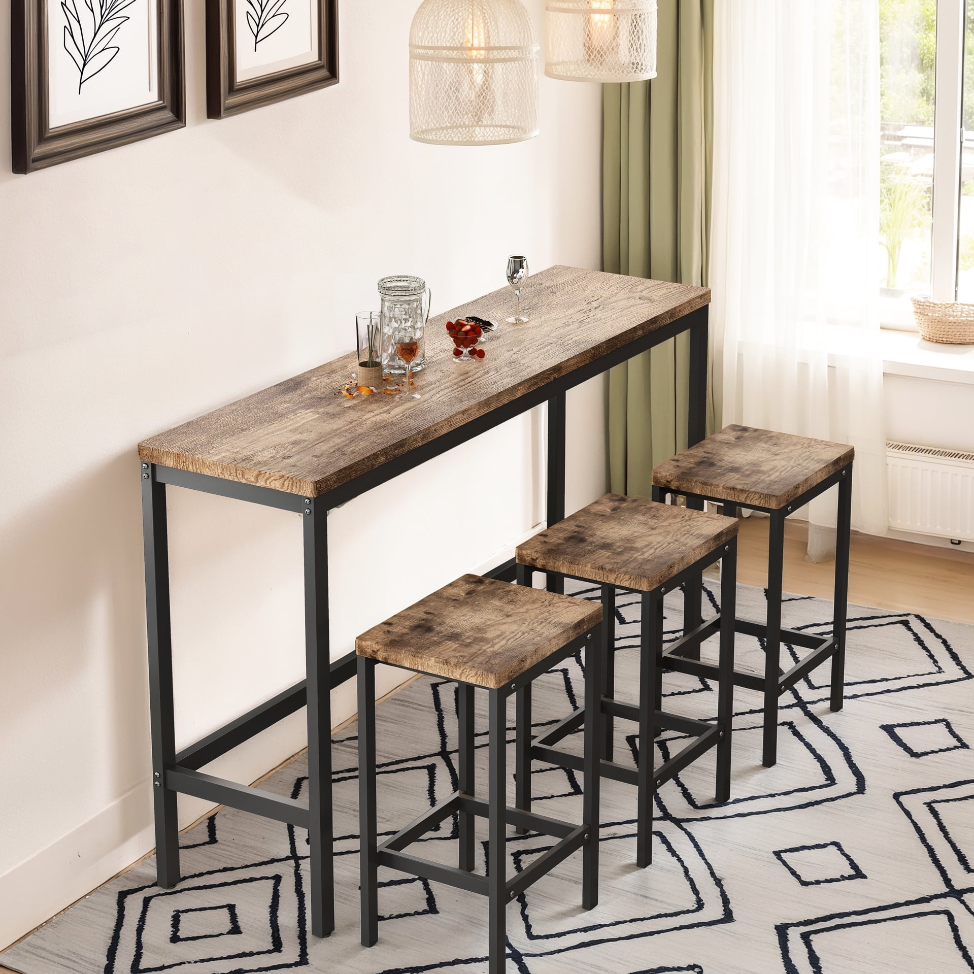Modern Dining Table With 3 Matching Stools. Upgrade Your Space. Build ...