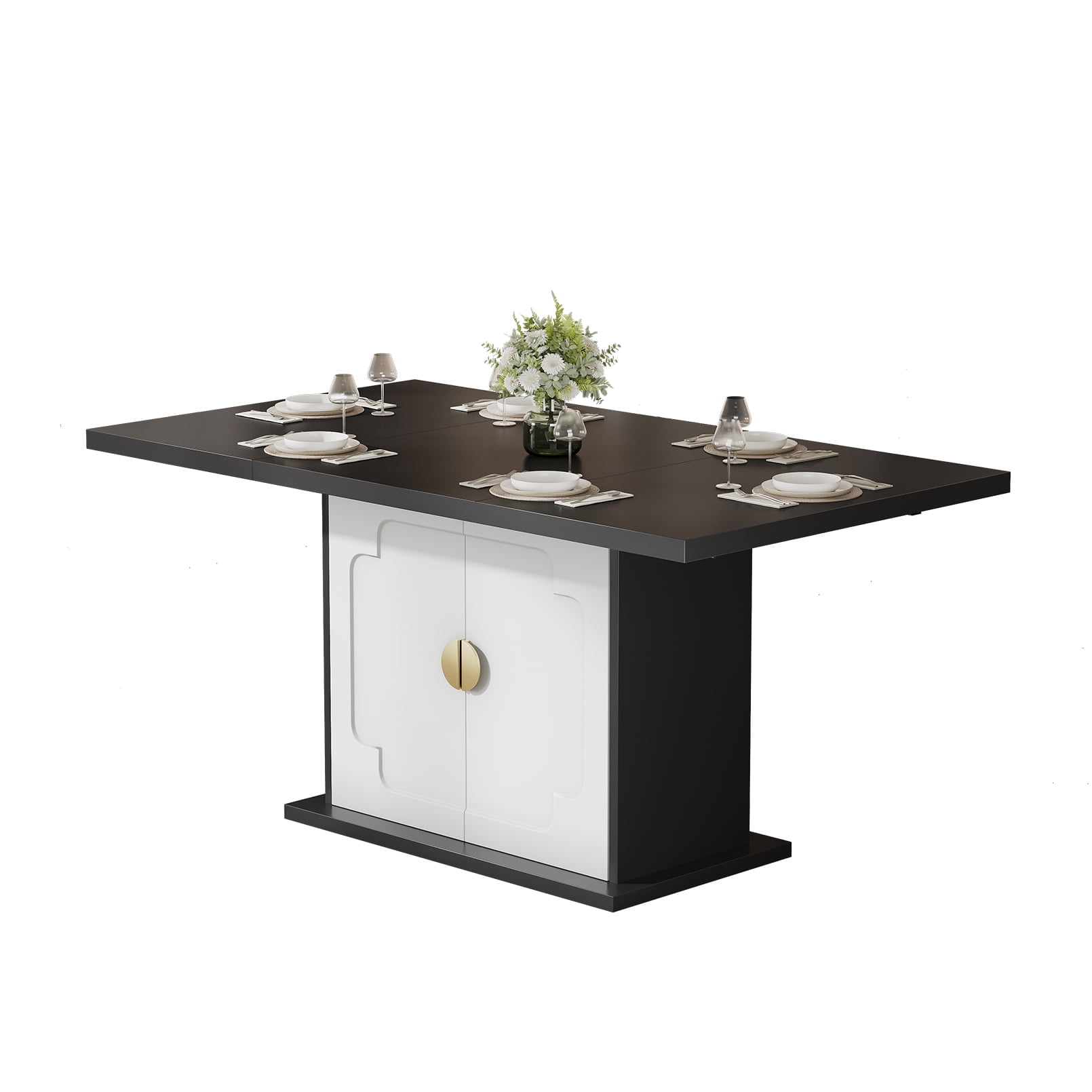 Modern Dining Table for 4-6 People, 63-Inch Square Dining Room Table ...