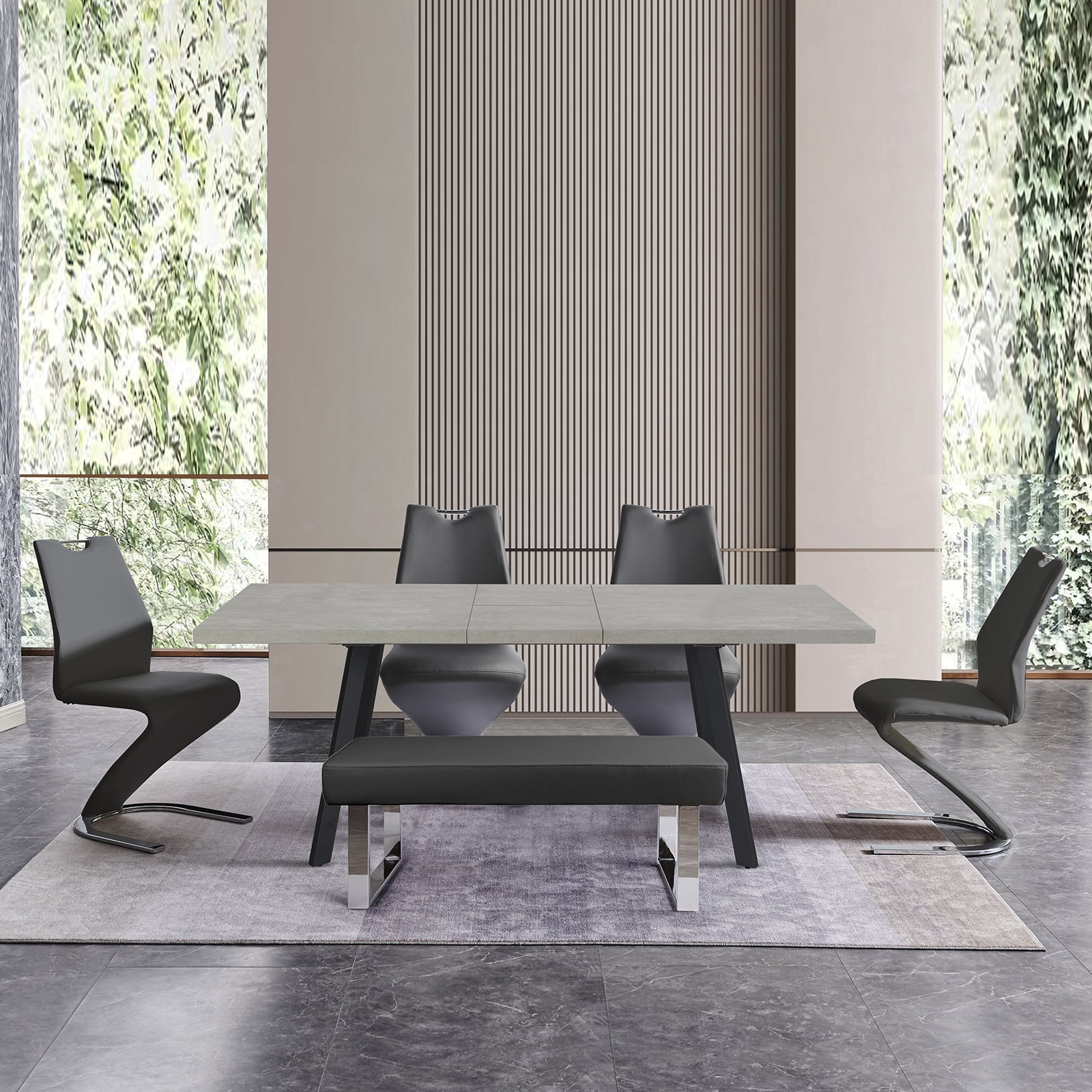 Modern Dining Table 7-Piece Kitchen Table Set for 6 People Rectangular ...