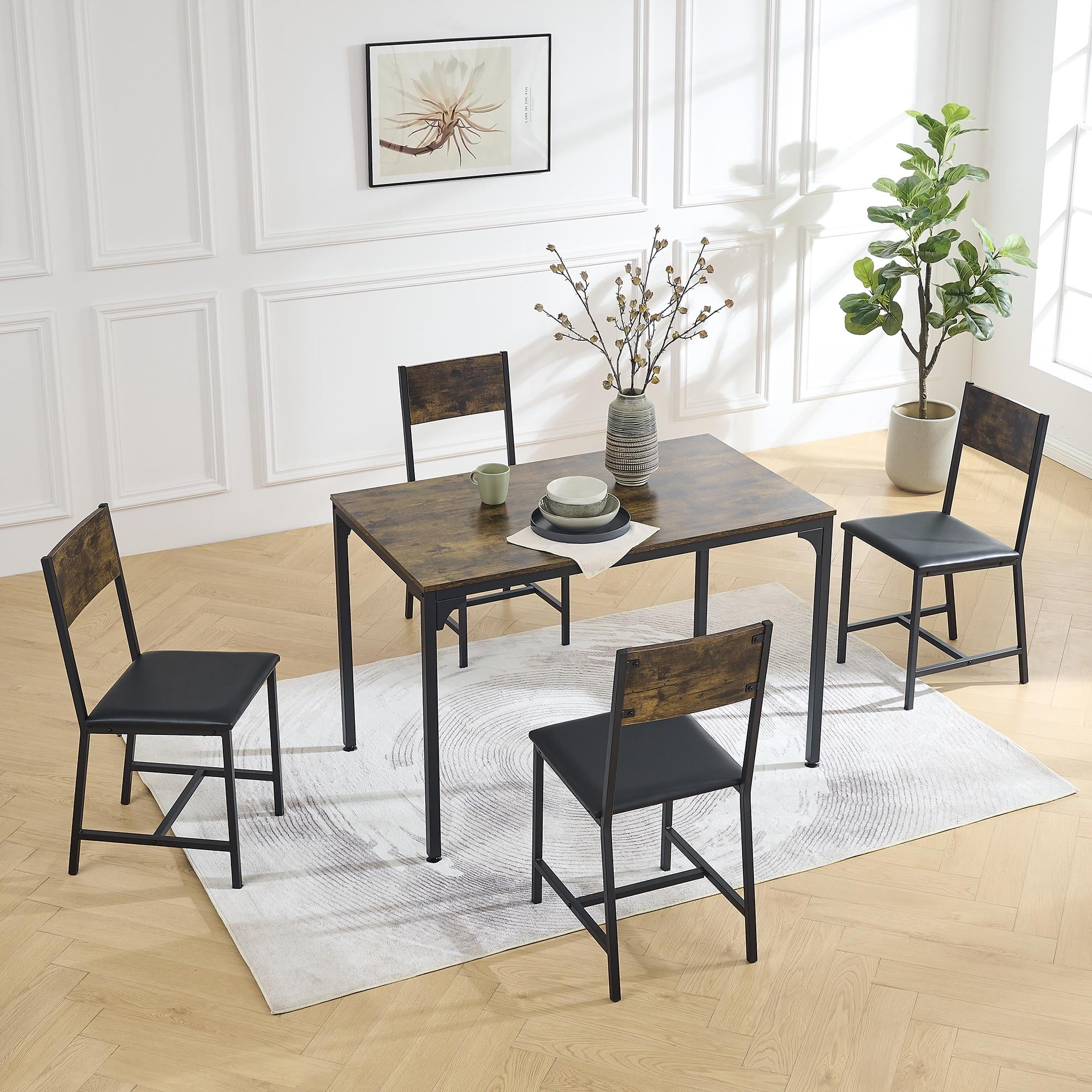Modern Dining Table Set, Kitchen Table and Chairs for 4, 5 Piece Home ...