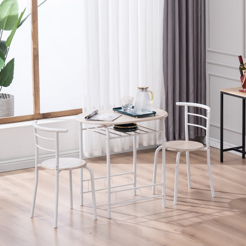 Modern Dining Table Set, SYNGAR 3 Piece Bistro Set with Shelf for Home ...