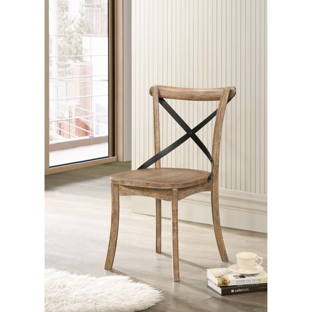 Modern Dining Wooden Side Chairs 4pc Set Rustic Oak Finish Unique Style ...