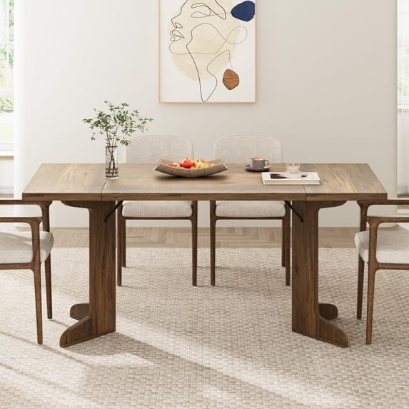 Modern Dinner Table with Unique Wooden Legs, Rectangle Dining Table for ...