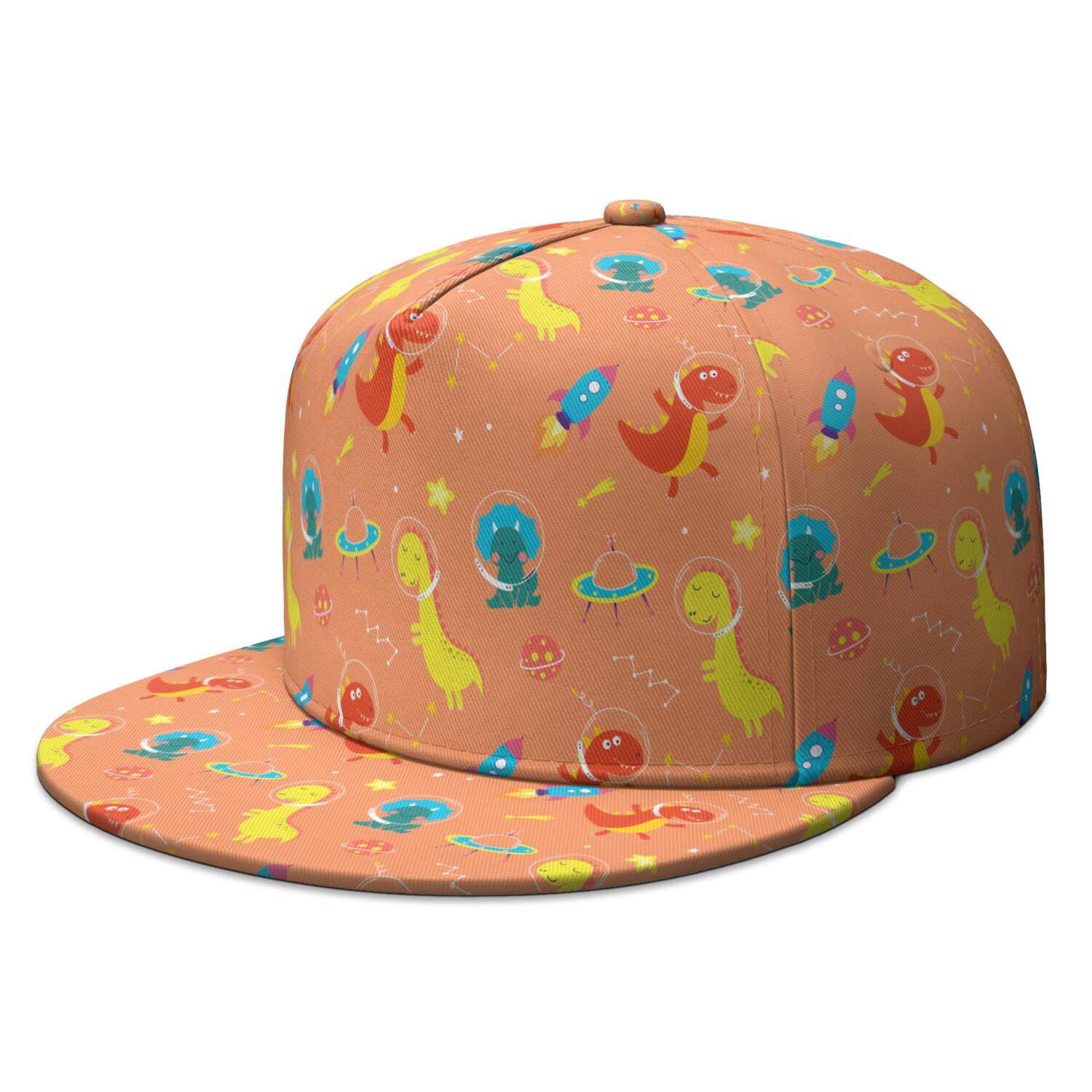 Modern Dinosaur Flat Brim Hat - Minimalist Dino Print Adjustable ...