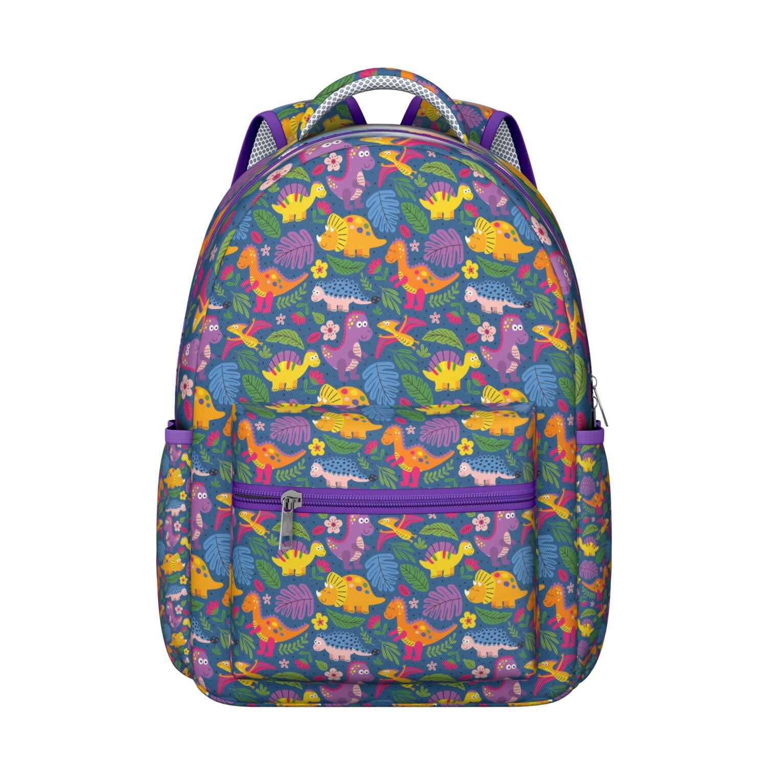 Modern Dinosaur Student Backpack Minimalist Pattern Roaring Dino Print ...