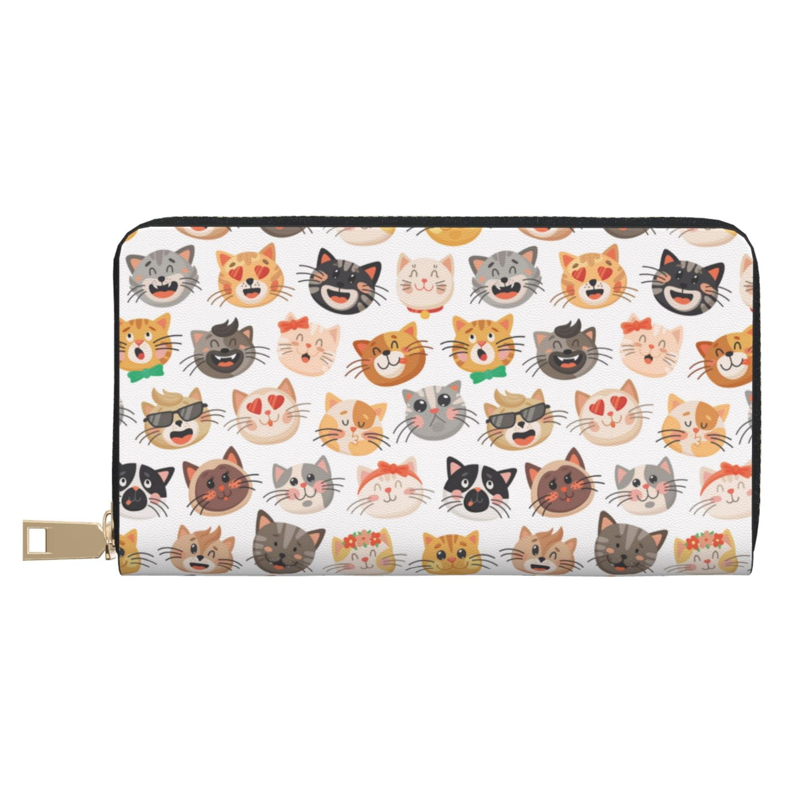 Modern Diverse Cartoon Cute Cats Wallet Women, Leather Bifold Multi ...