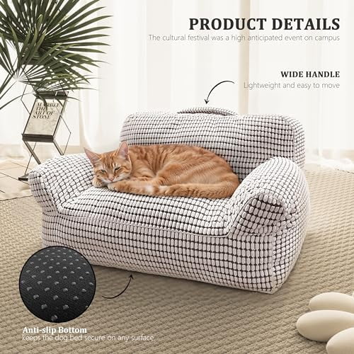 Modern Dog Couch for Small Dogs Puppy Super Soft Fluffy Cat Sofa Bed ...