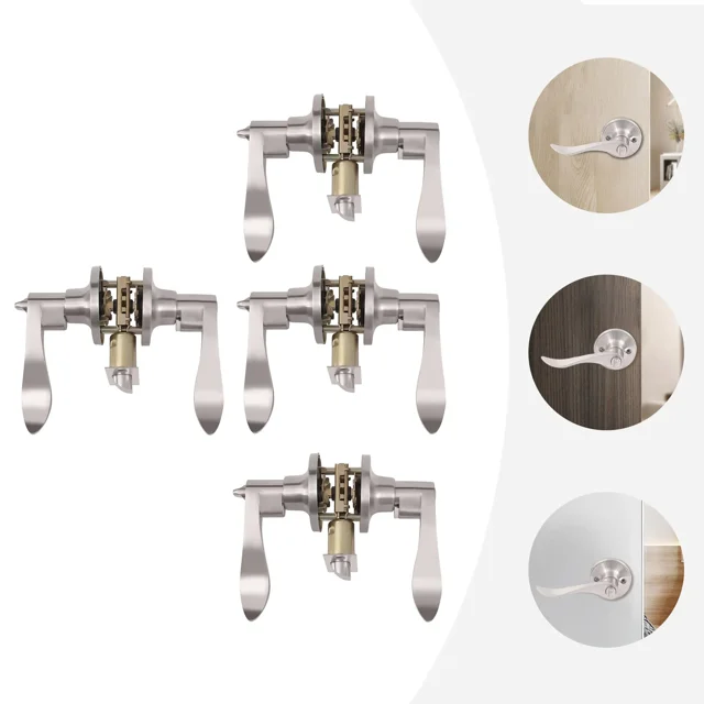 Modern Door Knob Lock Handle Privacy Level Entry Lock Handle Silver 4-Pack - Walmart.com