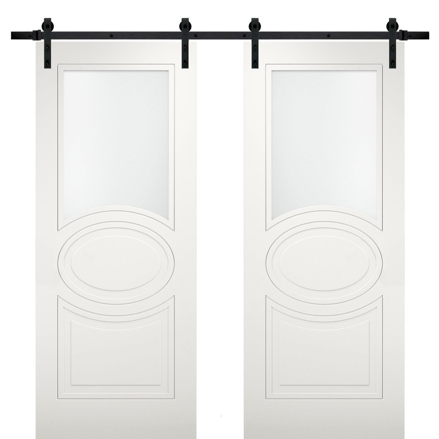 Modern Double Barn Door 56 x 96 inches with Opaque Glass / Mela 7012 ...