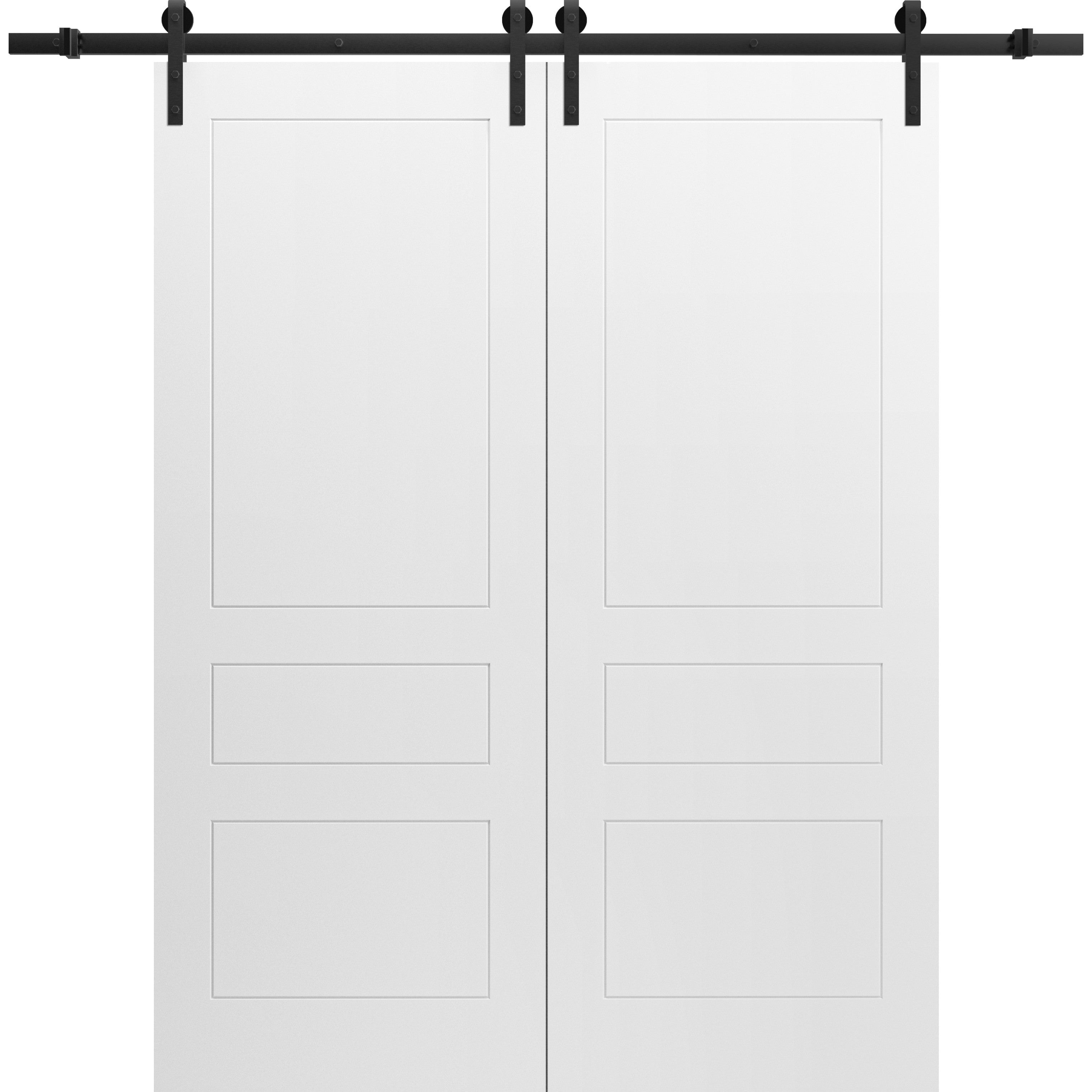 Modern Double Barn Door 60" x 80" inches / Mela 0733 Painted White ...