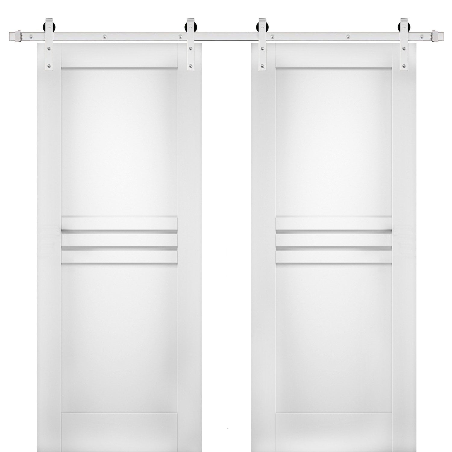 Modern Double Barn Door 64 x 80 inches / Mela 7444 White Silk ...