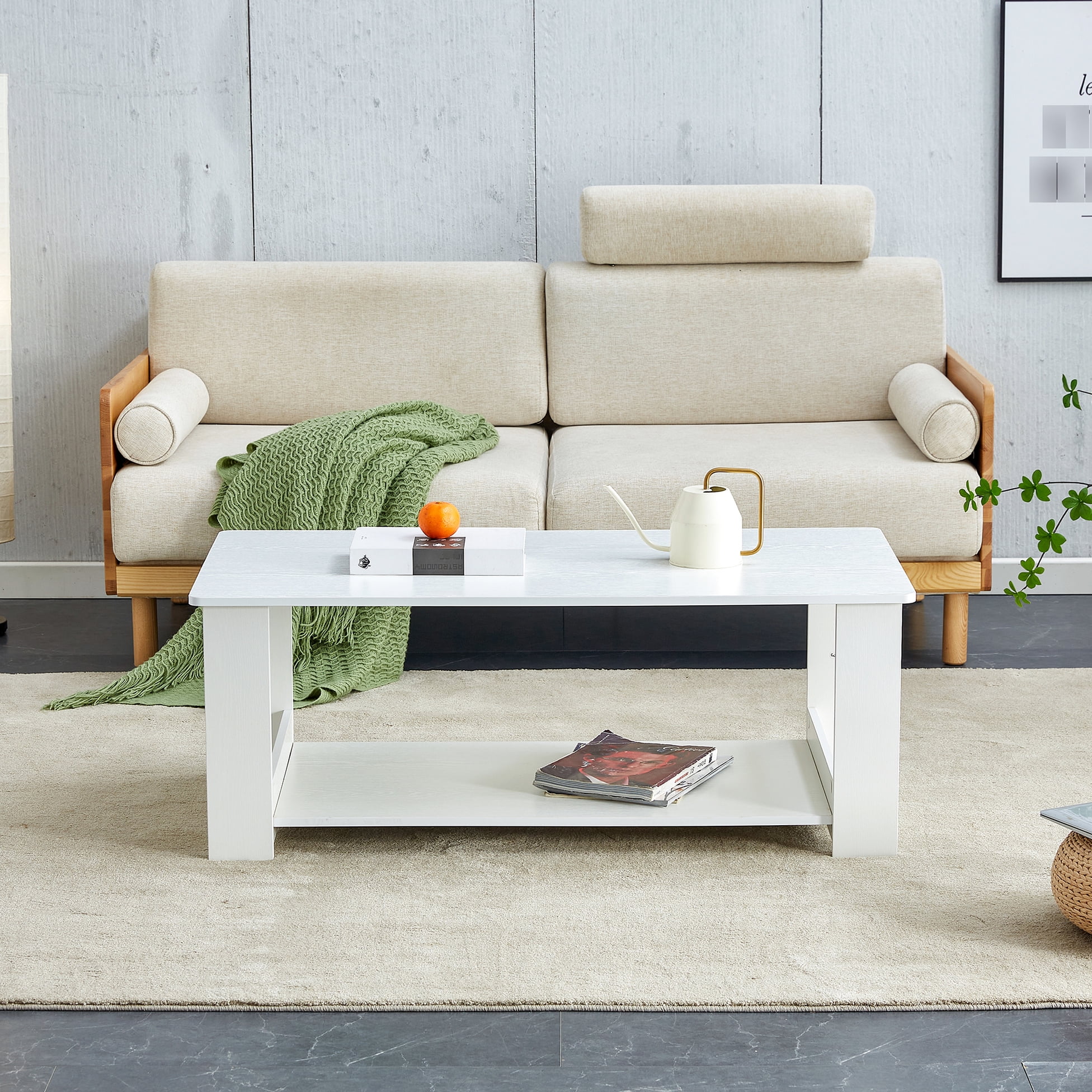 Modern Double Layered Coffee Table In White , Suiting A Range Of Rooms ...