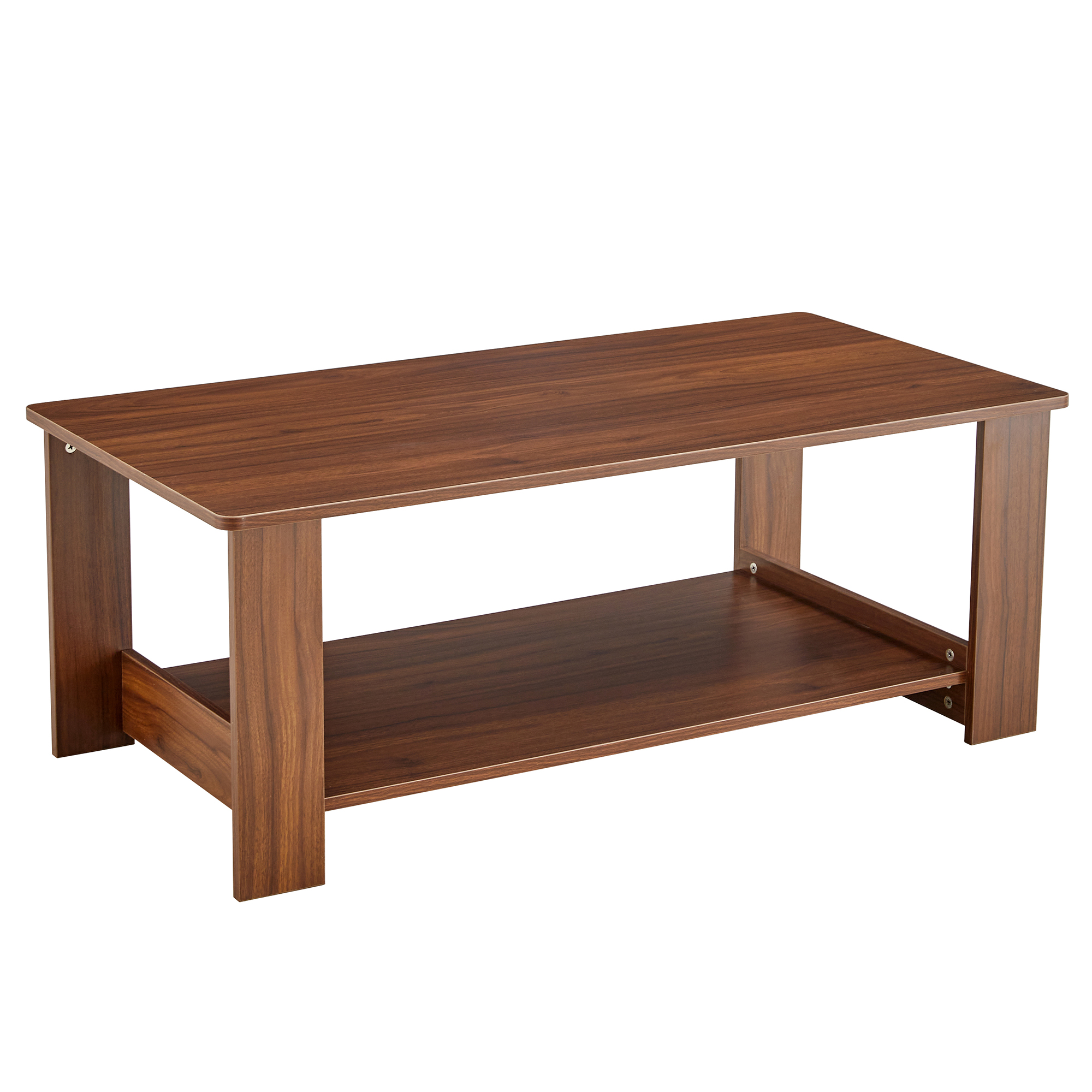 Modern Double Layered MDF Coffee Table, Walnut - Walmart.com