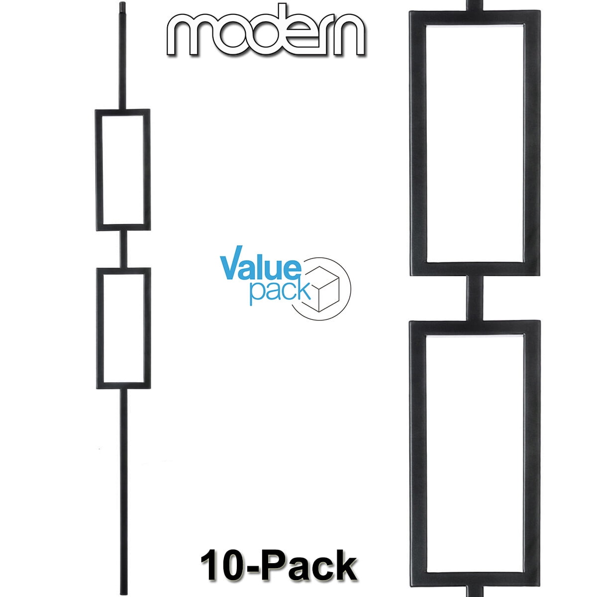 Modern Double Rectangle (10-PACK) Stair Hollow Iron Metal Spindle ...