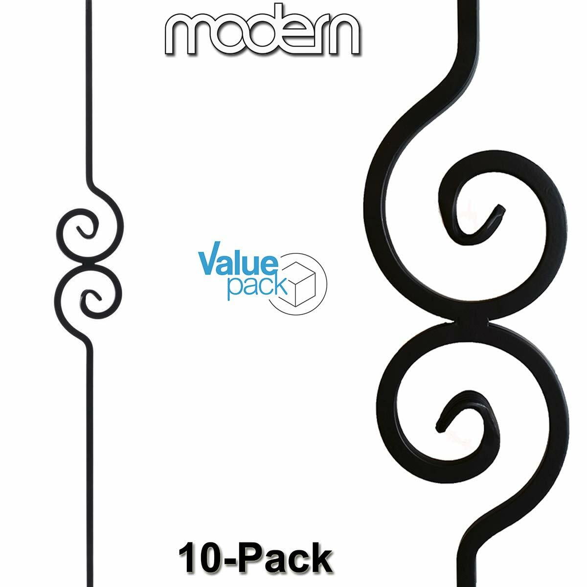 Modern Double Scroll Iron Baluster (10-PACK) Hollow Metal Spindles ...