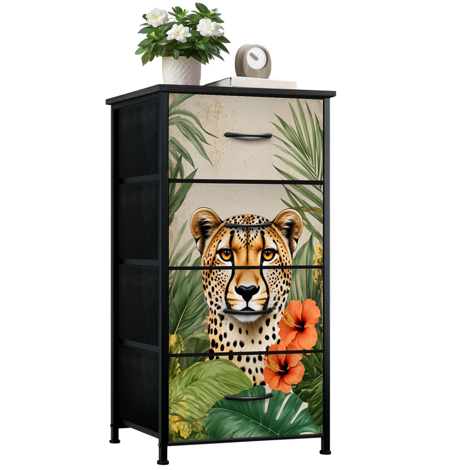 Modern Dresser for Bedroom with 4 Storage Drawers Cheetah Portrait ...