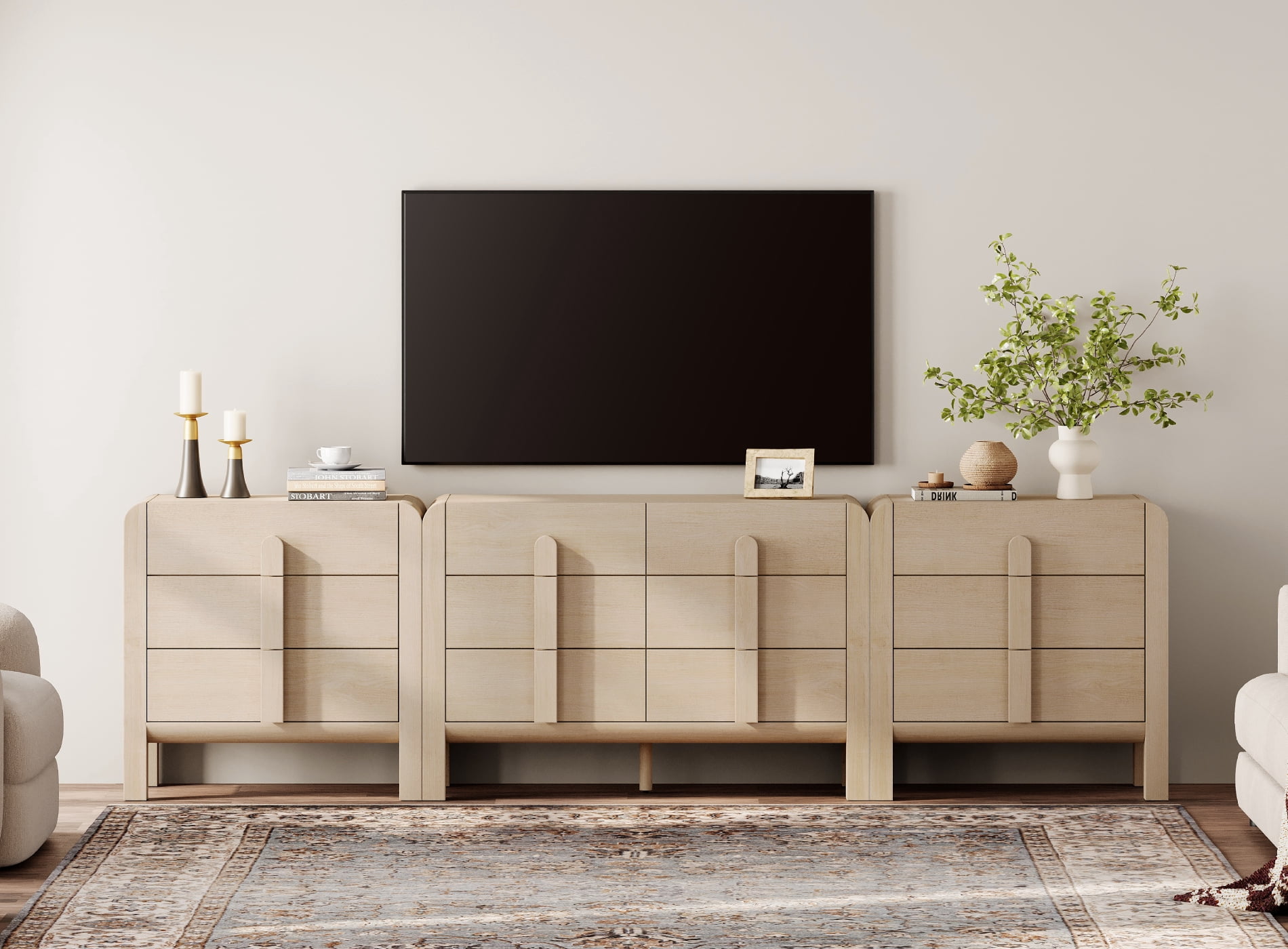 Modern Dresser TV Stand for TVs up to 120 inch, 3-in-1 Mid Century ...