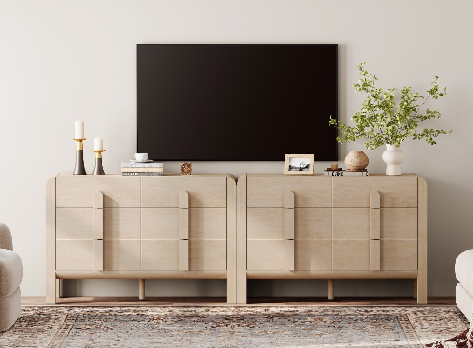 Modern Dresser TV Stand for TVs up to 100 Inch, Cruved Entertainment ...