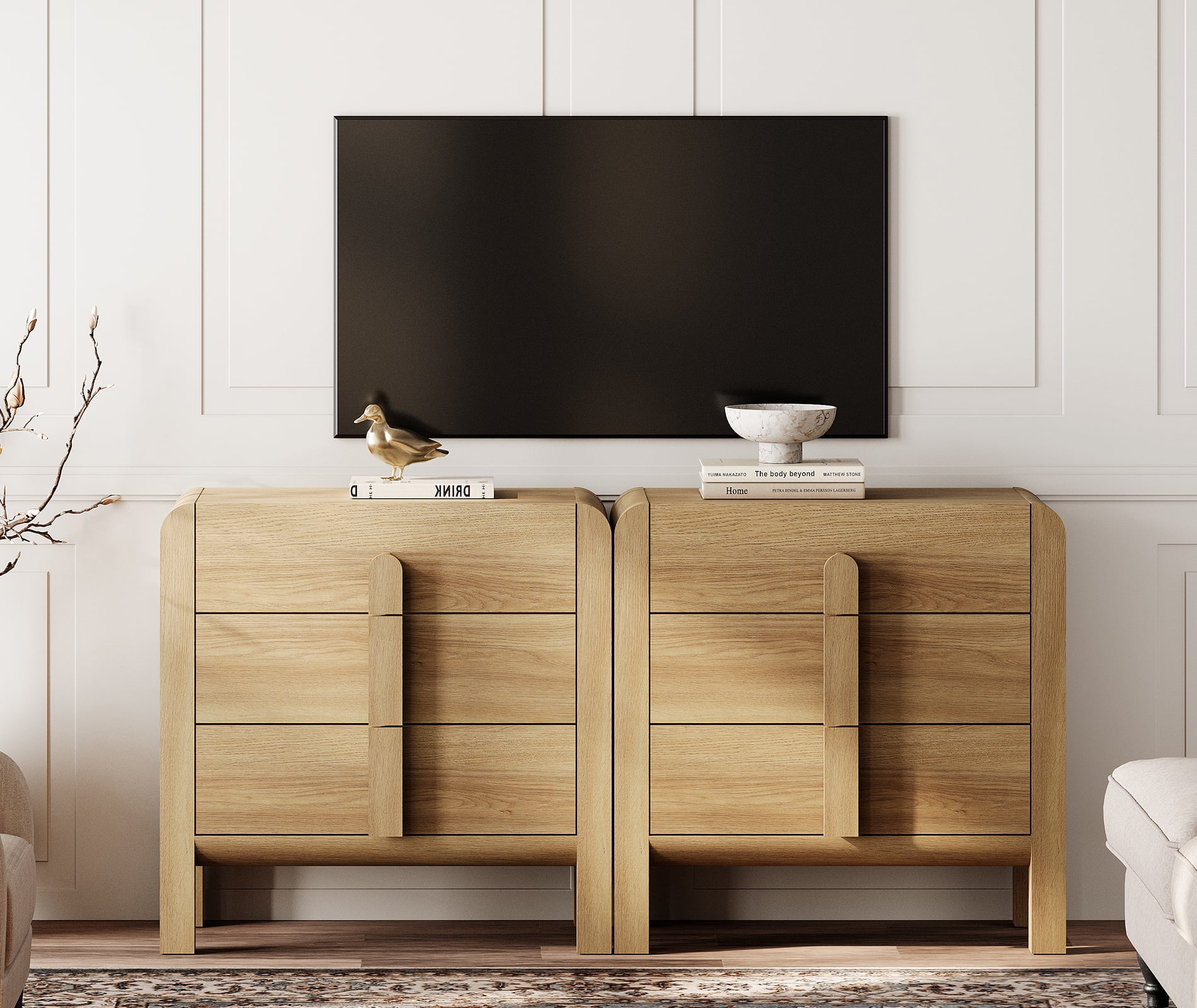 Modern Dresser TV Stand for TVs up to 75 Inch, Cruved Entertainment ...