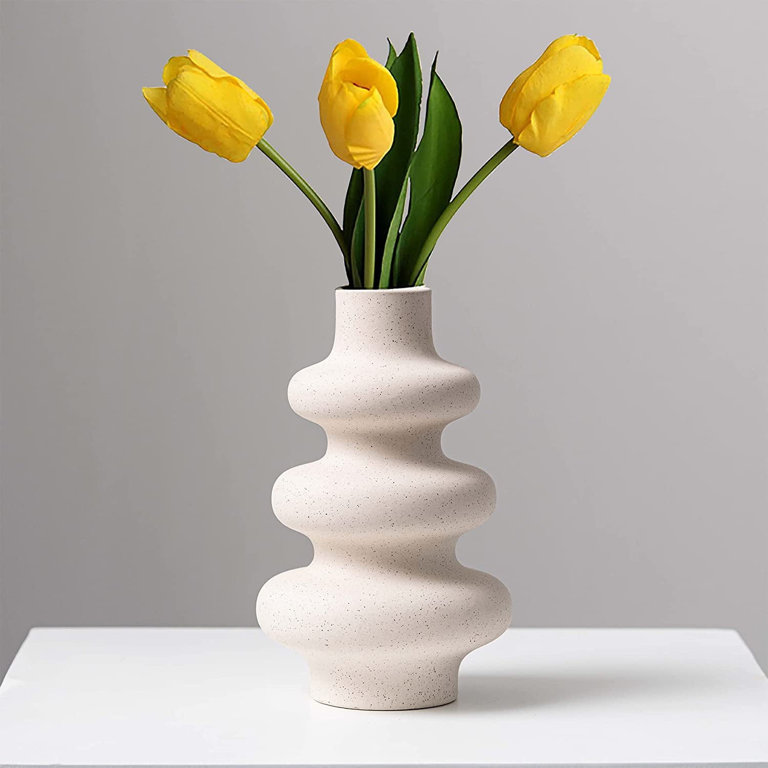 Modern Dried Flower Vase, Off White Round Pampas Vase, Home Decor for ...