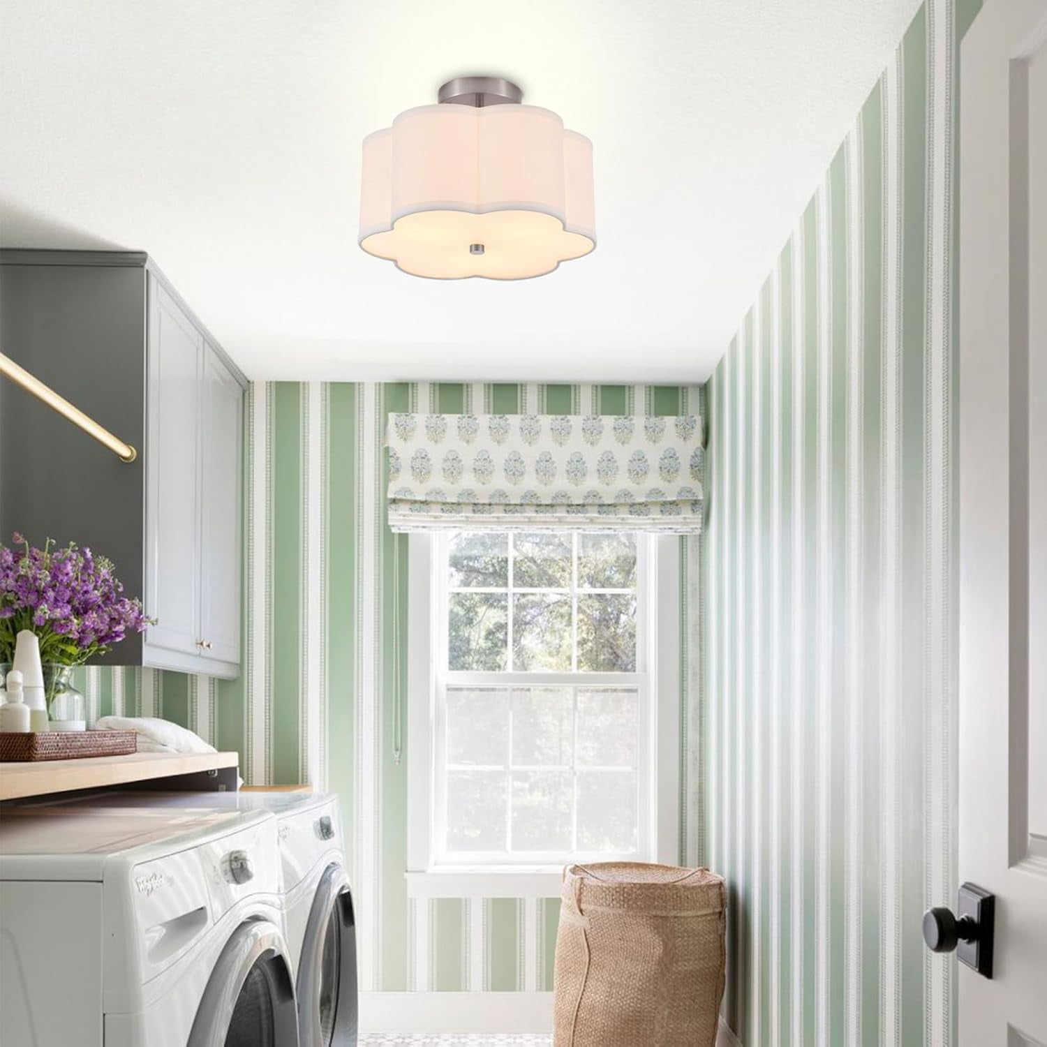 Modern Drum Semi Flush Mount Ceiling Light Fixture Modern 3-Lights ...