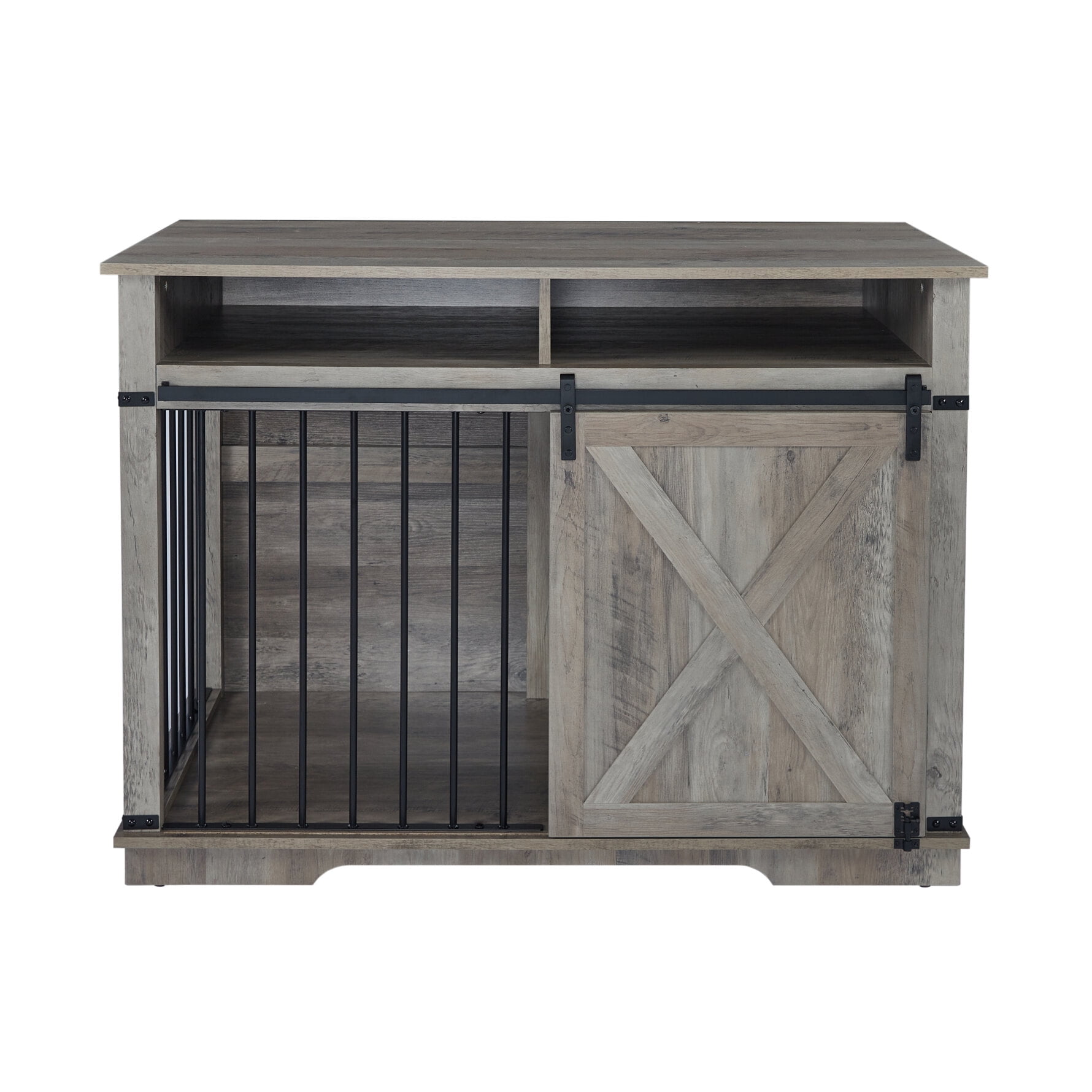 Modern Dual-Compartment Dog Crate with Storage Shelves for Medium Dogs ...