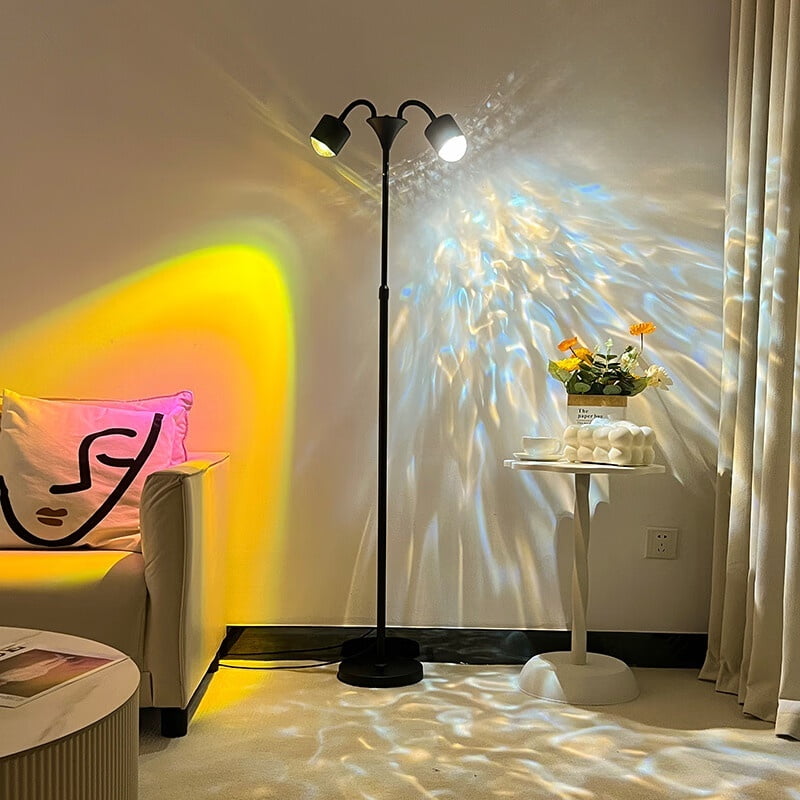 Modern Dual-Head Ambient Floor Lamp with USB Plug, Multi-Color Lighting ...
