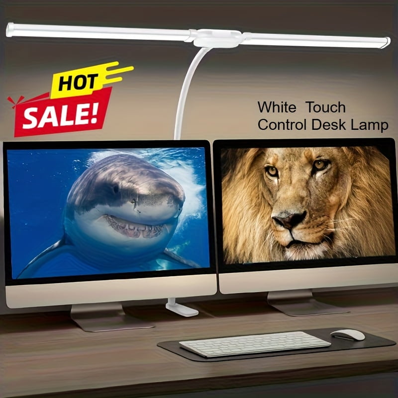 Modern Dual Head Touch LED Desk Lamp - Adjustable Gooseneck, USB ...