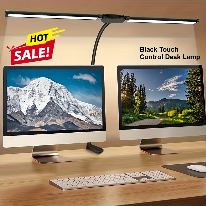 Modern Dual Head Touch LED Desk Lamp - Adjustable Gooseneck, USB ...