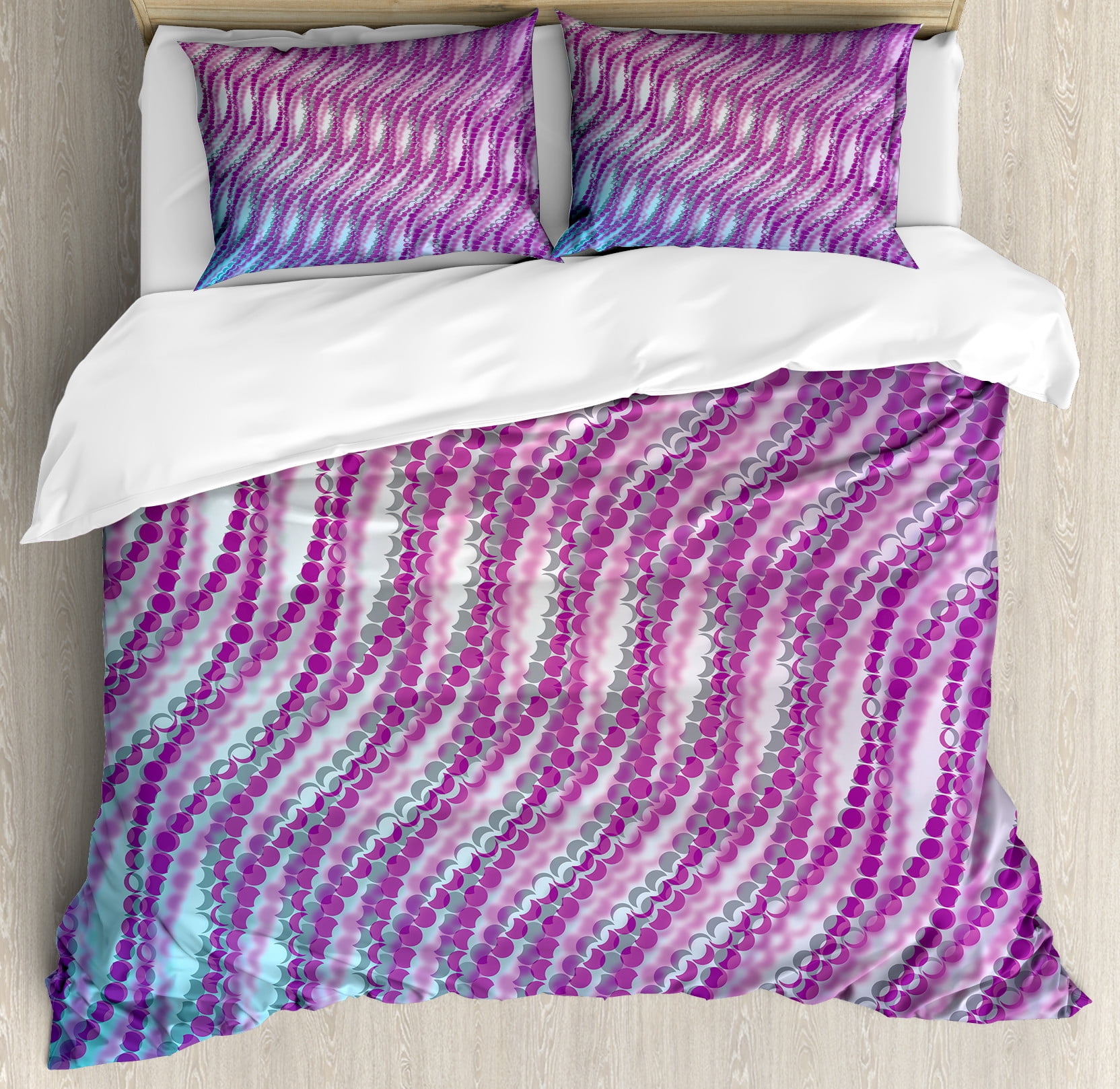 Modern Duvet Cover Set, Abstract Design with Bubble like Wavy Circled ...