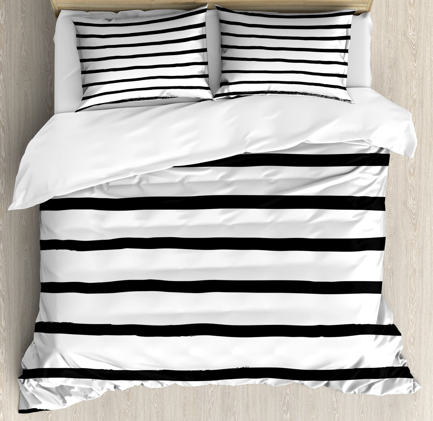 Modern Duvet Cover Set, Abstract Minimalist Horizontal Paintbrush ...