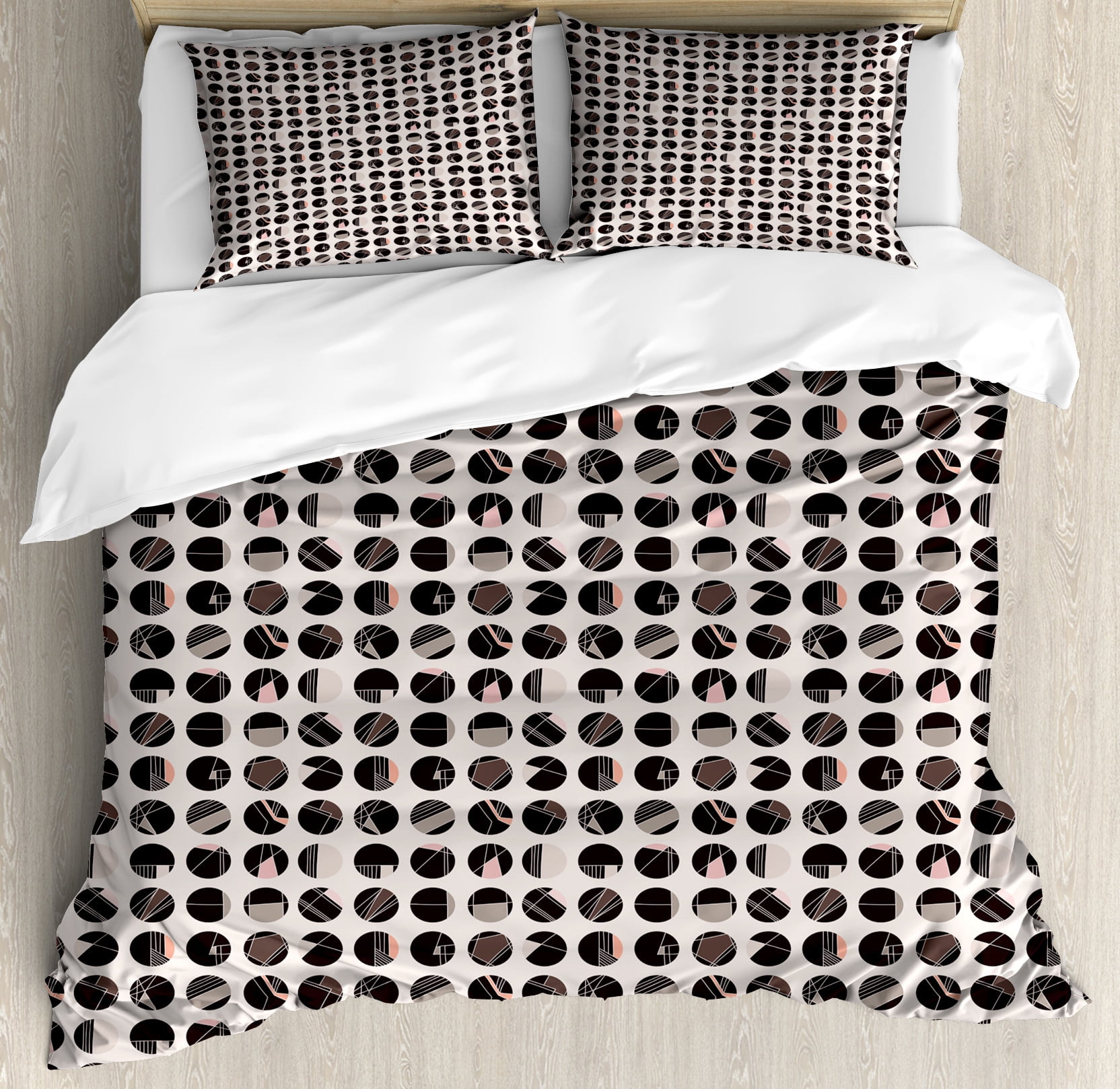 Modern Duvet Cover Set, Abstract Theme Circles Geometric Motifs Pattern ...
