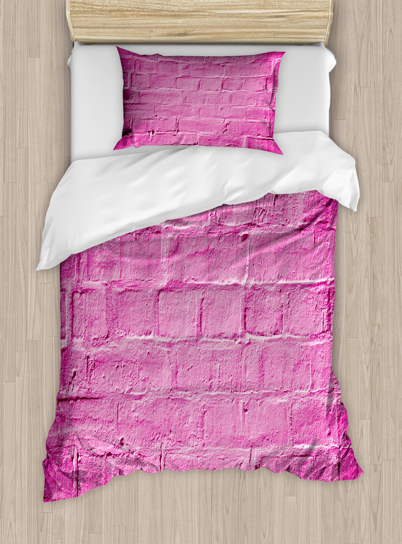 Modern Duvet Cover Set, Brick Wall Backdrop in Pastel Color Birthday ...