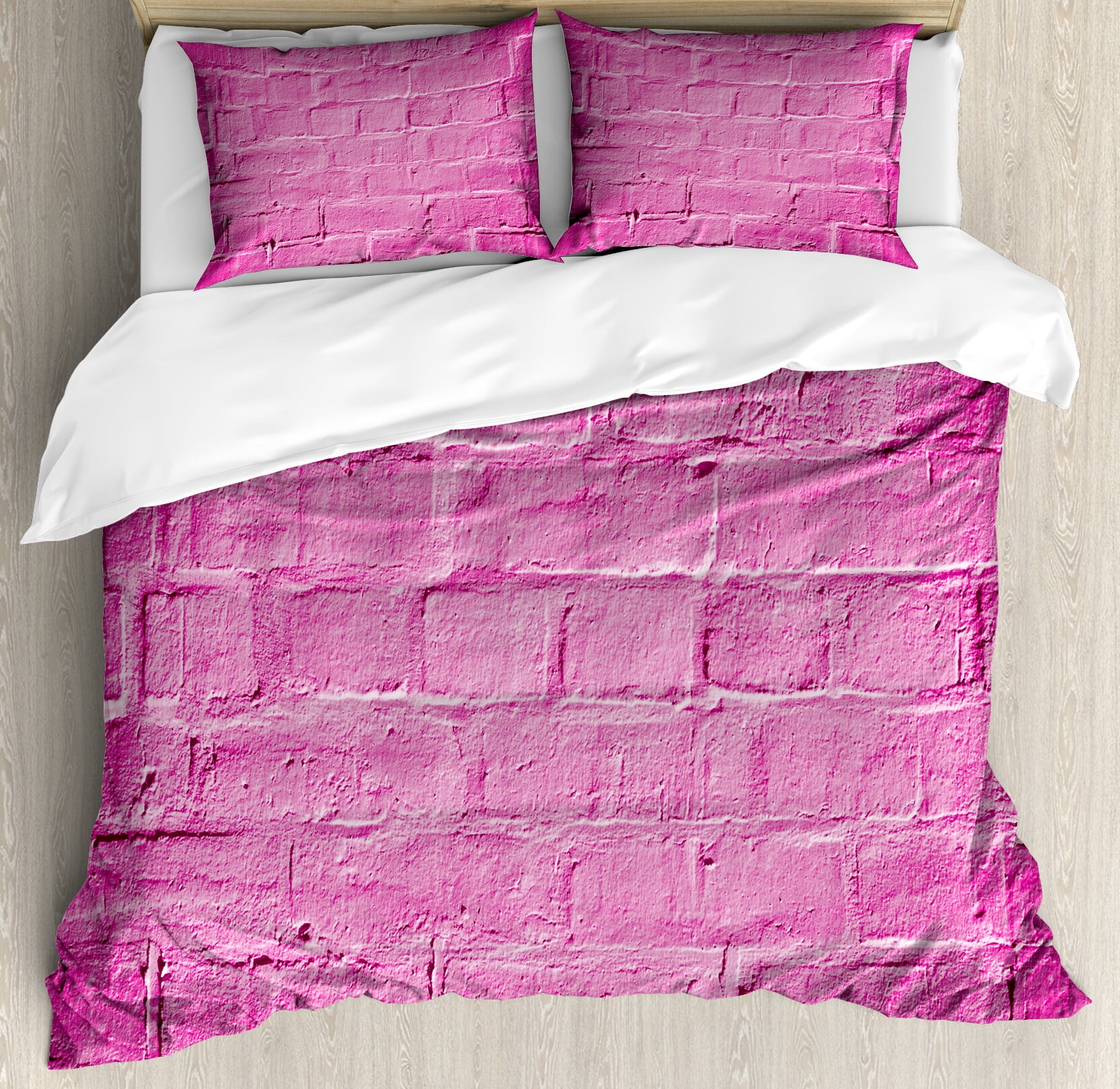 Modern Duvet Cover Set, Brick Wall Backdrop in Pastel Color Birthday ...