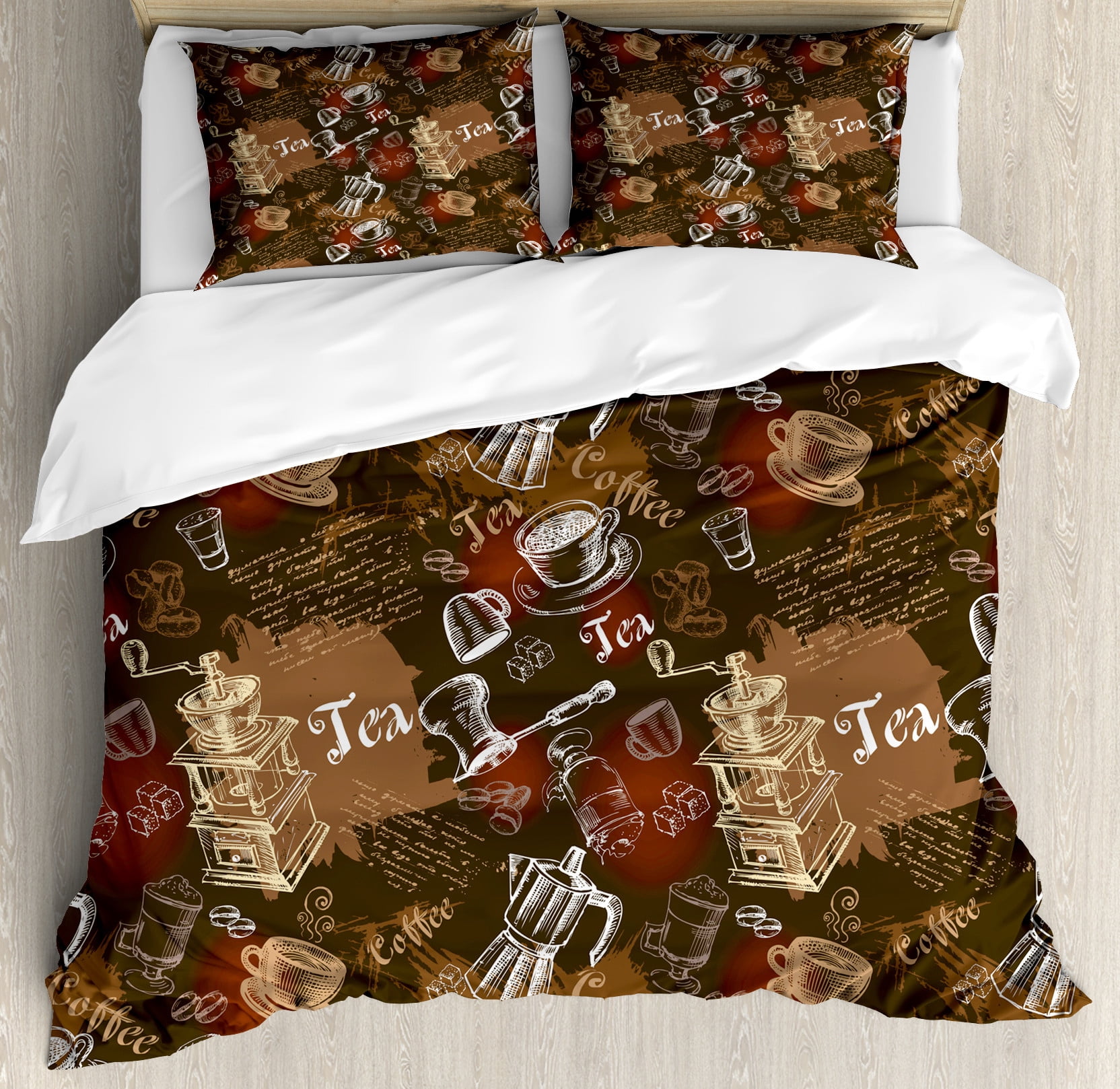 Modern Duvet Cover Set, Coffee Culture Theme with Italian Espresso ...