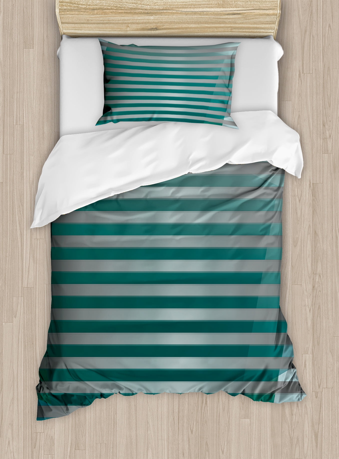 Modern Duvet Cover Set, Computer Graphic Striped Minimalist Virtual New ...