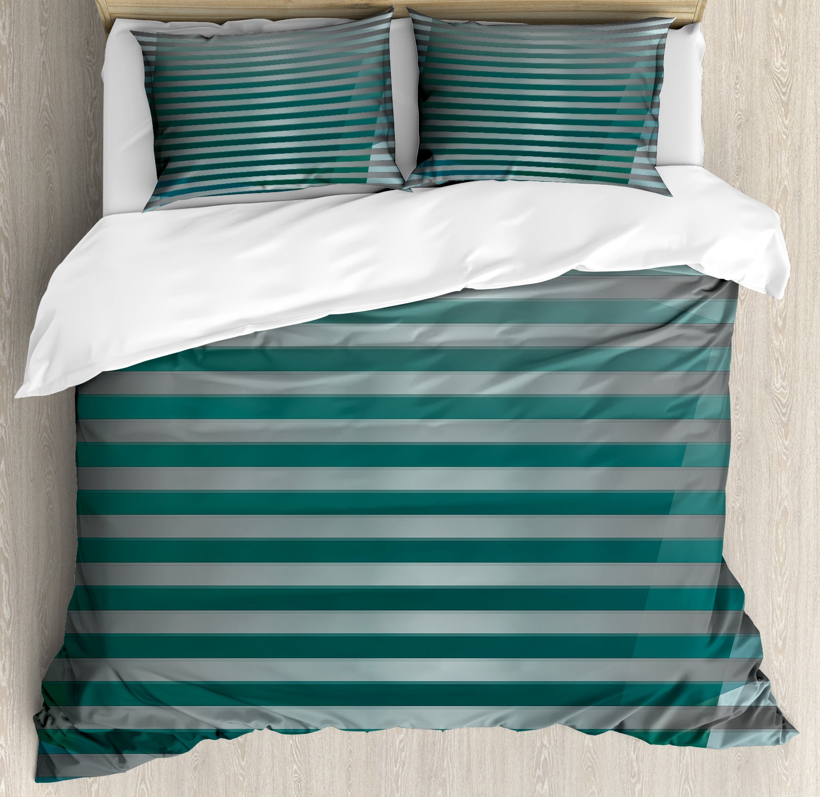 Modern Duvet Cover Set, Computer Graphic Striped Minimalist Virtual New ...