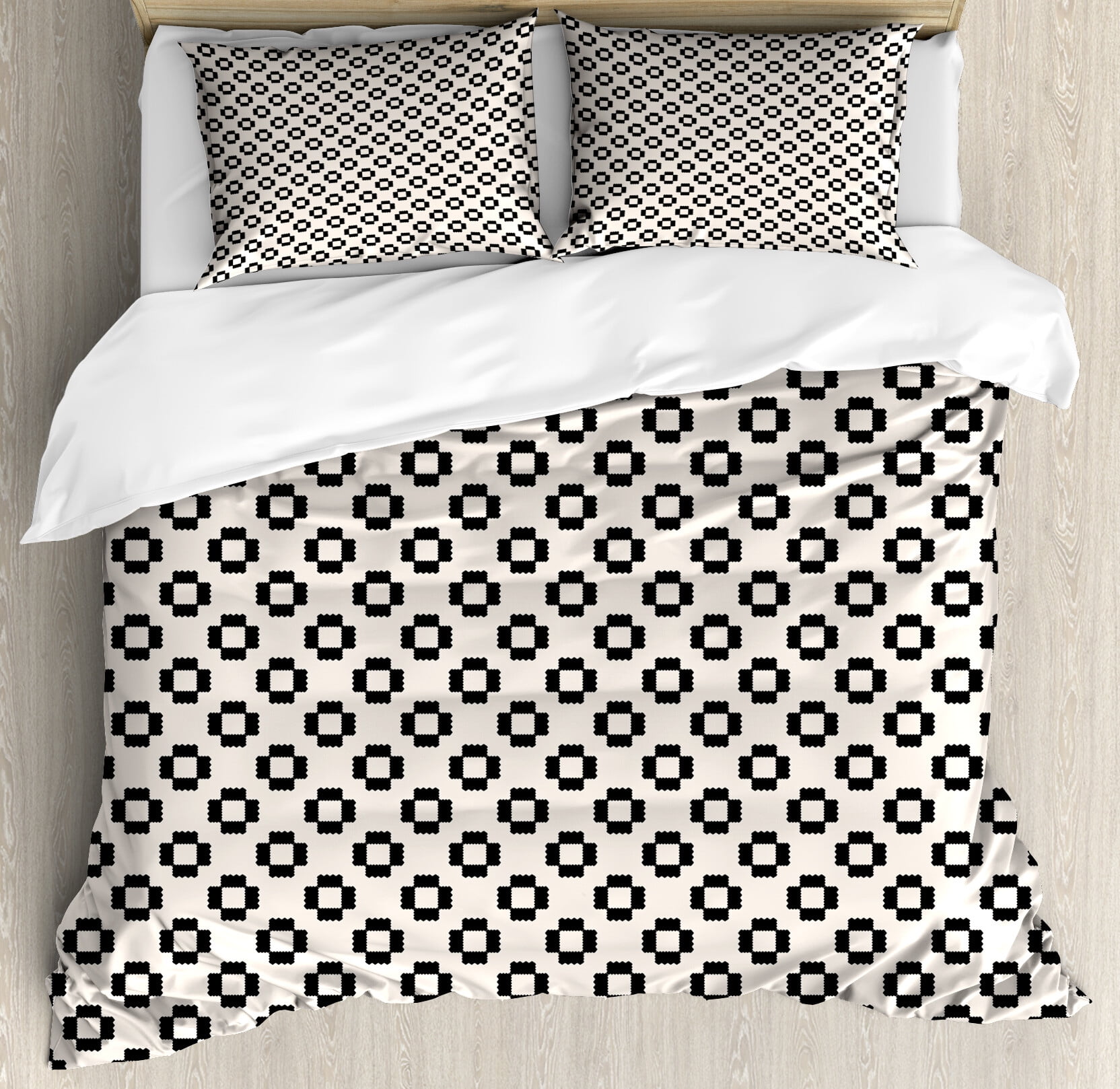 Modern Duvet Cover Set, Continuous Simplistic Geometric Ornament ...